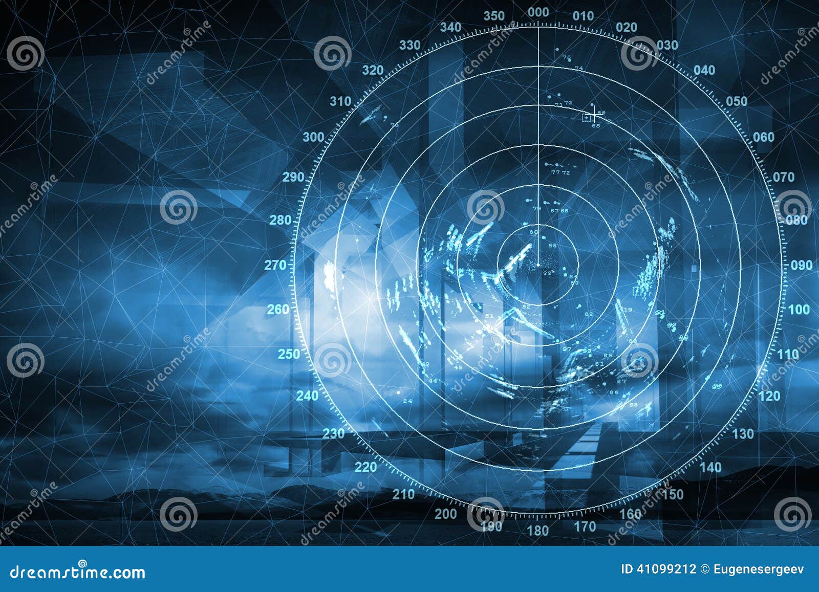 Modern Ship Radar Digital Screen, Abstract Backgro Stock Illustration ...
