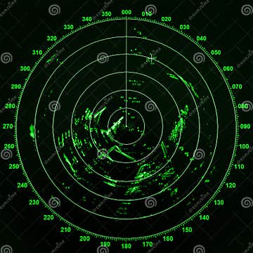 Modern Ship Radar Screen with Green Round Map Stock Image - Image of ...