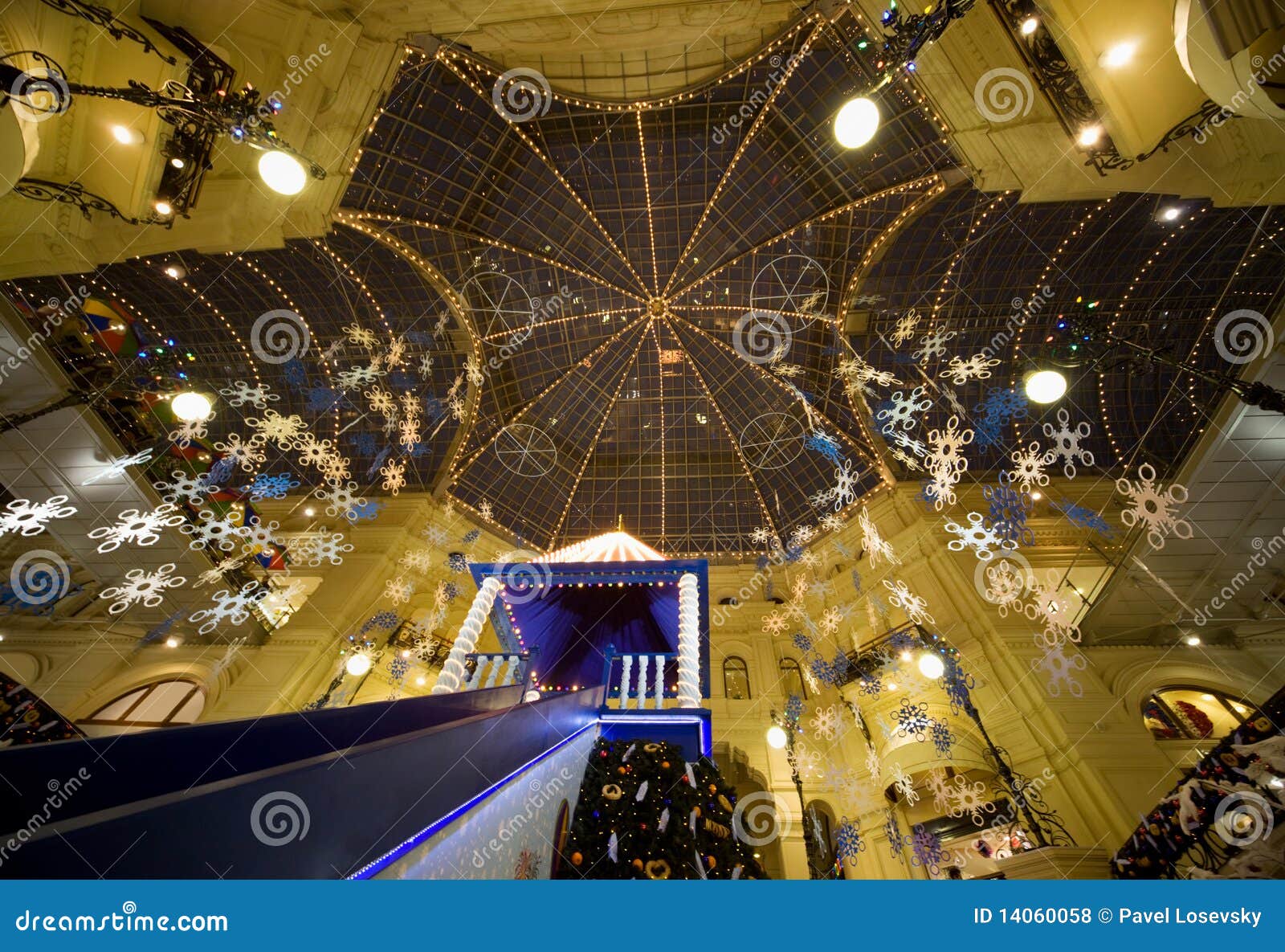 Modern Shopping Center Interior at Night Stock Photo - Image of ...