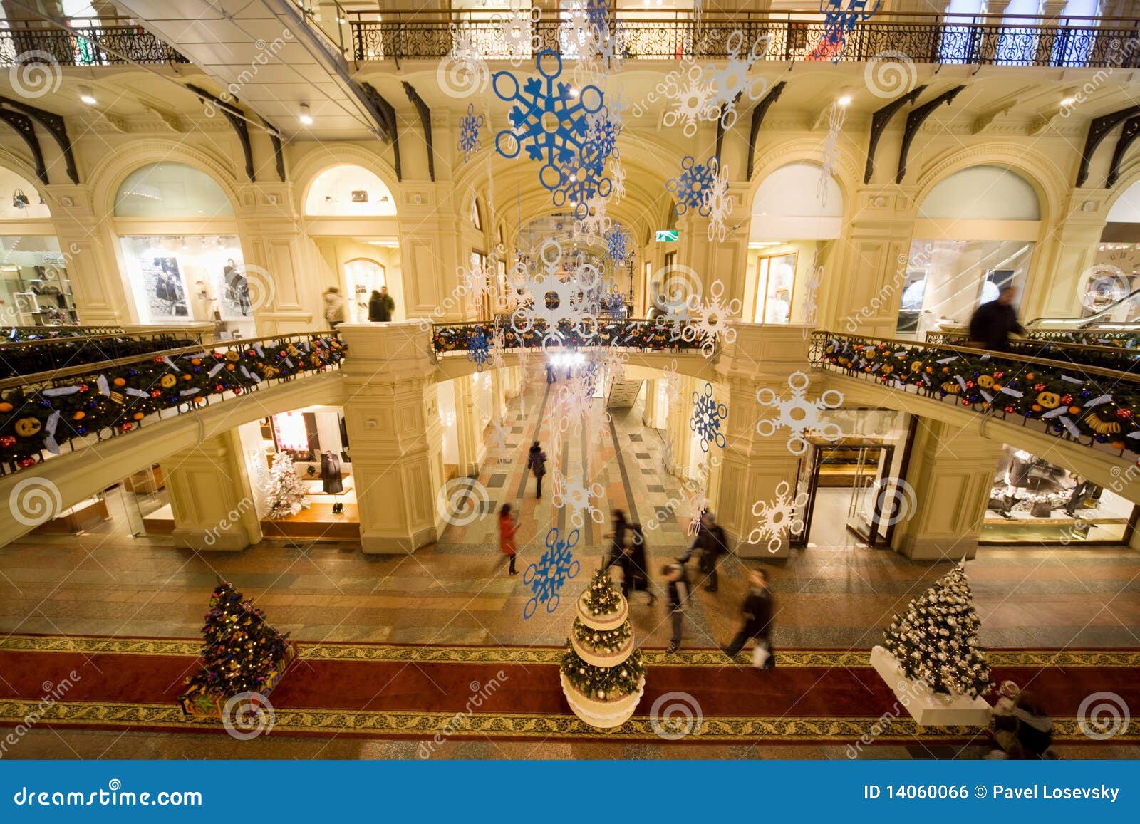 Modern Shopping Center Interior at Night Stock Photo - Image of ...