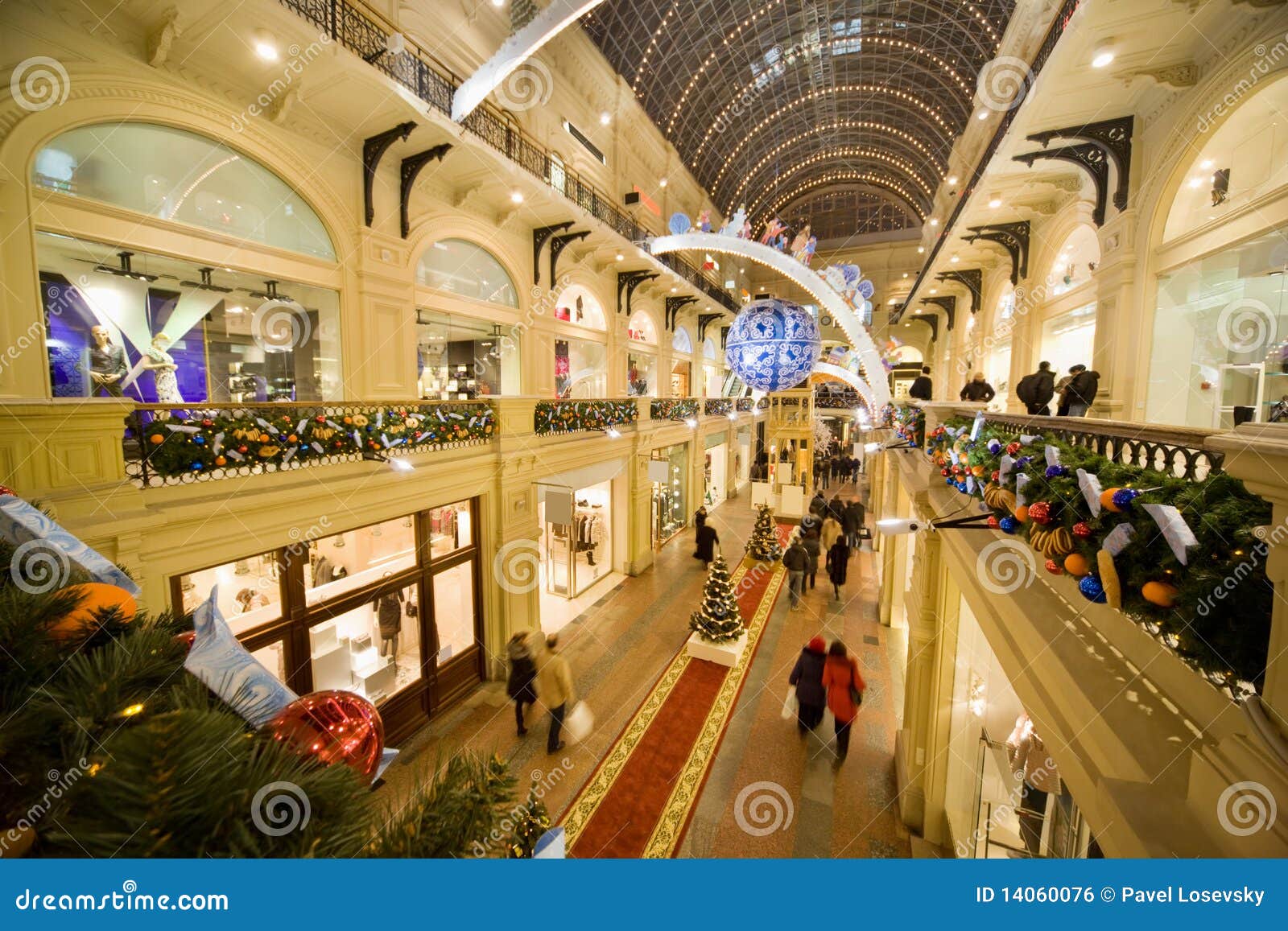 Modern Shopping Center Interior at Night Stock Photo - Image of ...