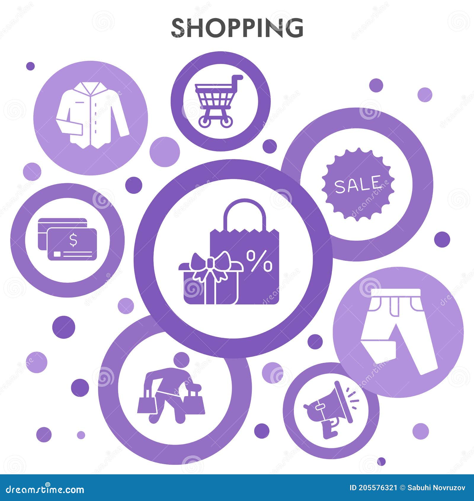 Modern Shopping Design Template with Glyph Icon. Online Shopping ...