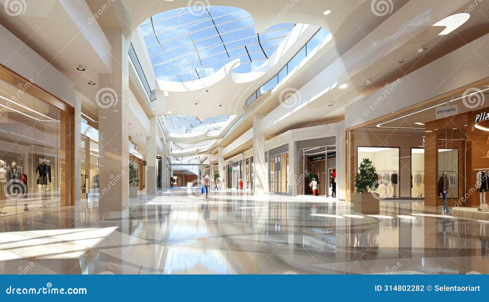 Modern Shopping Mall Atrium Stock Illustration - Illustration of atrium ...