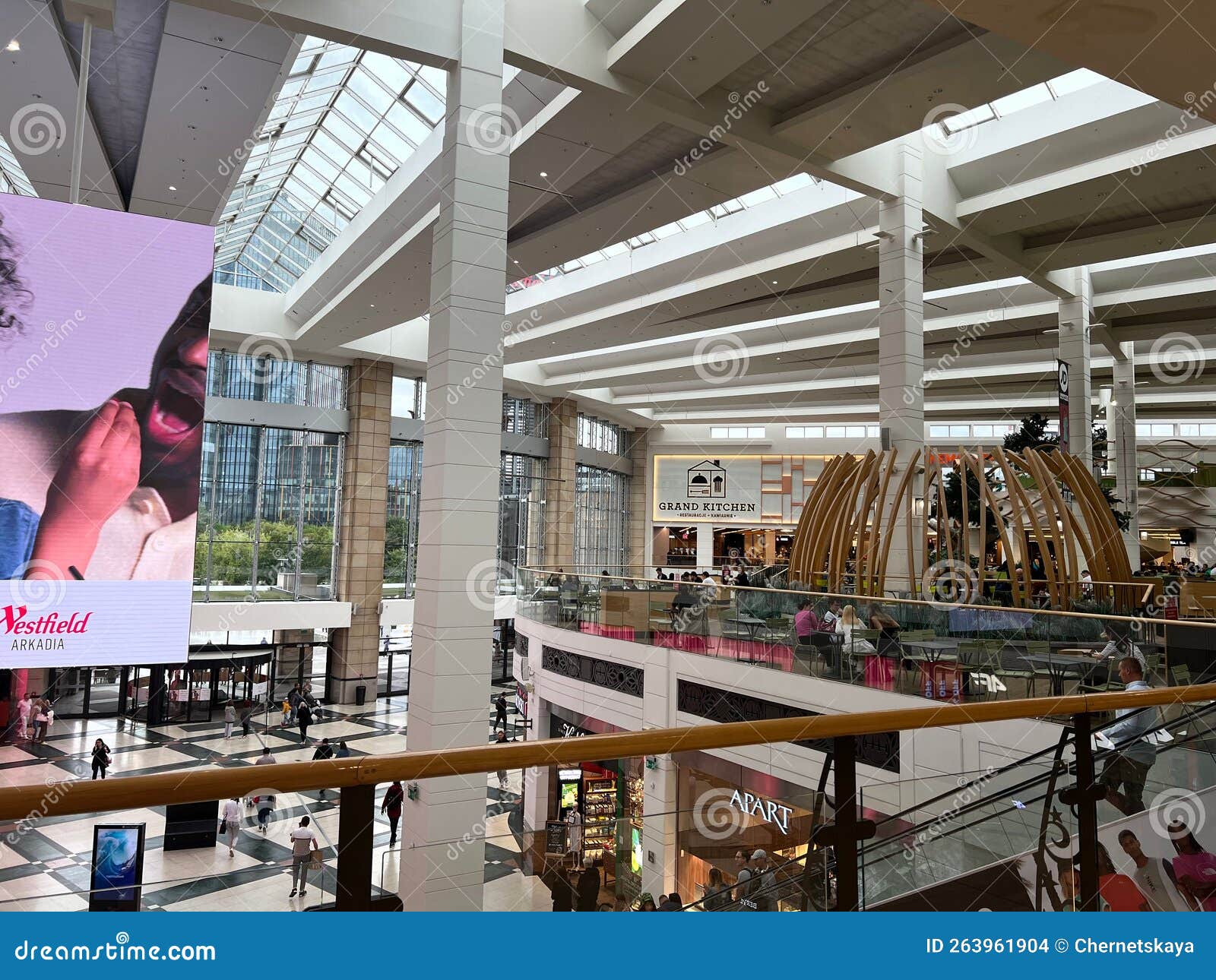 Modern Shopping Mall with Glass Ceiling, View from Inside Editorial ...