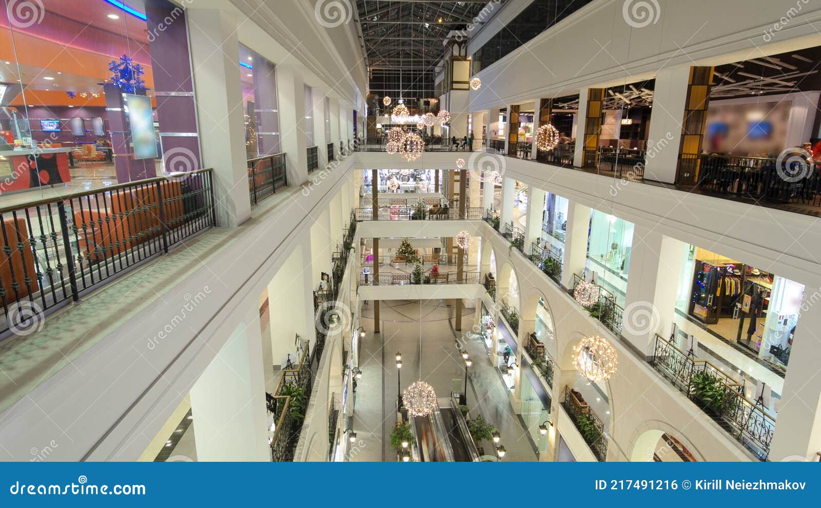 Modern Shopping Mall from Top Floor Timelapse Hyperlapse. Stock Photo ...