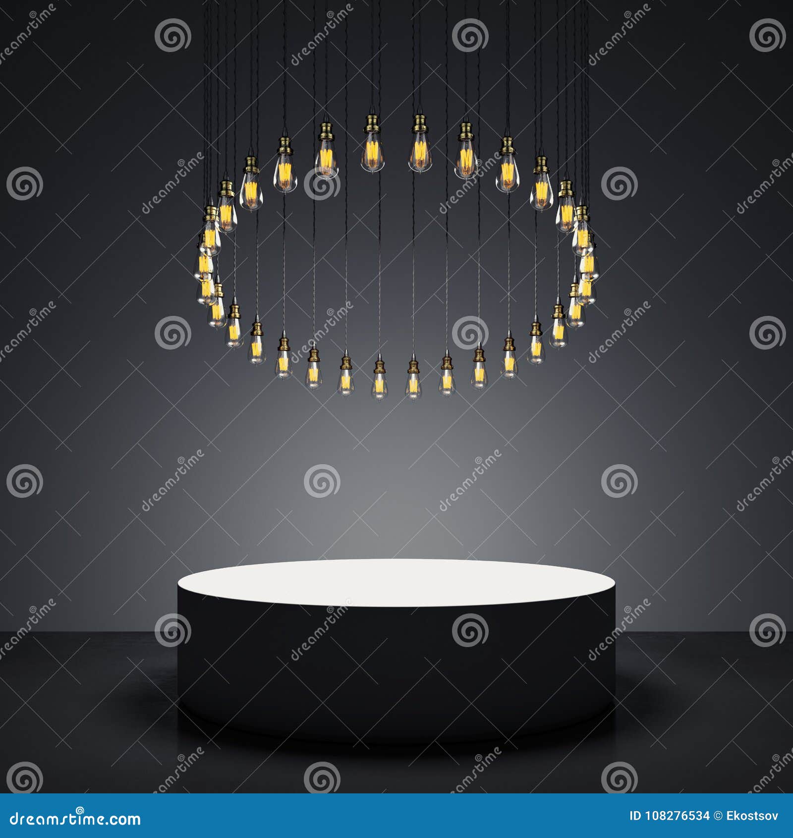 Modern Showcase with Bulbs. 3d Rendering Stock Illustration ...