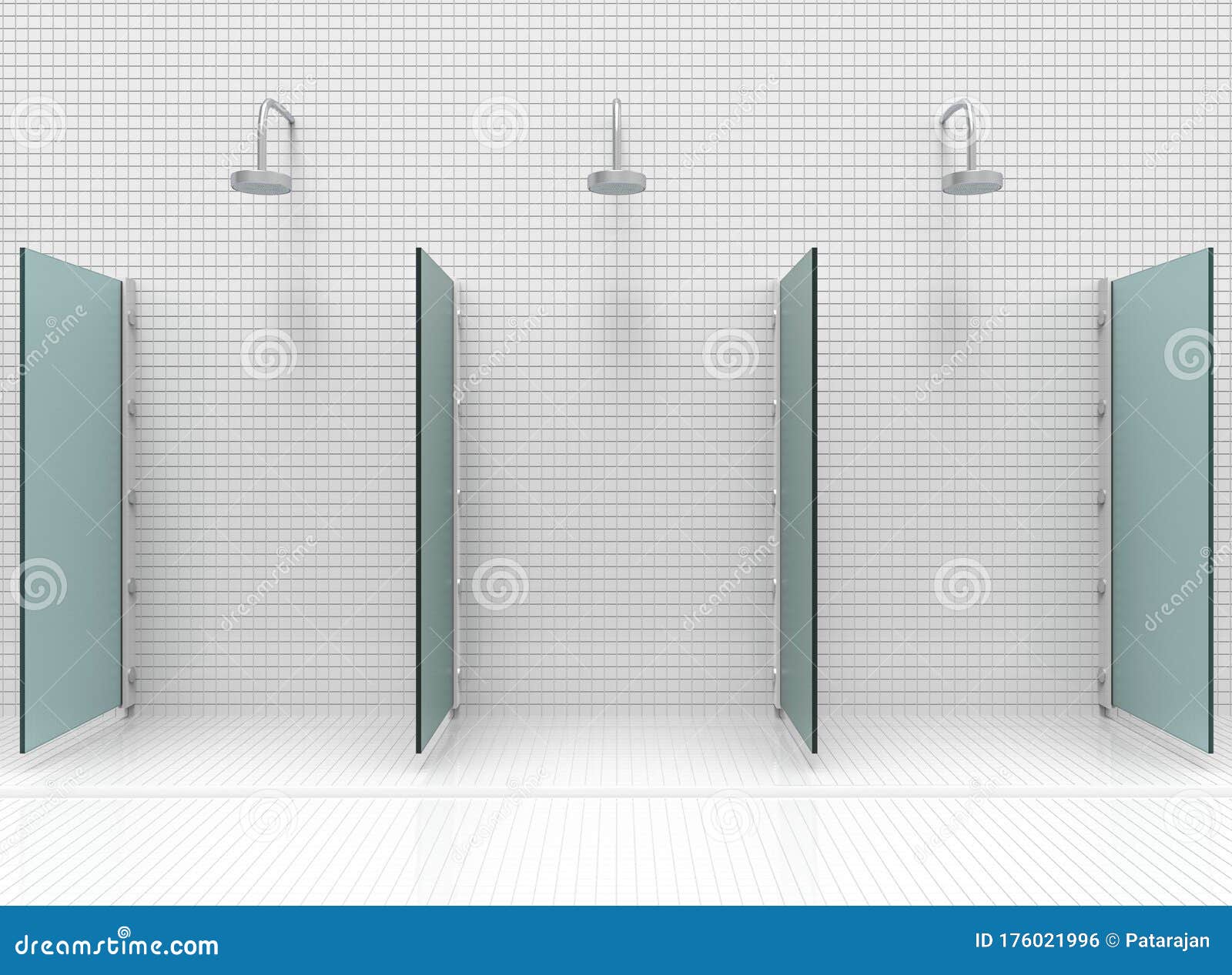 3d Rendering. Modern Shower Room Separate by Blue Mirror Glass Stock ...