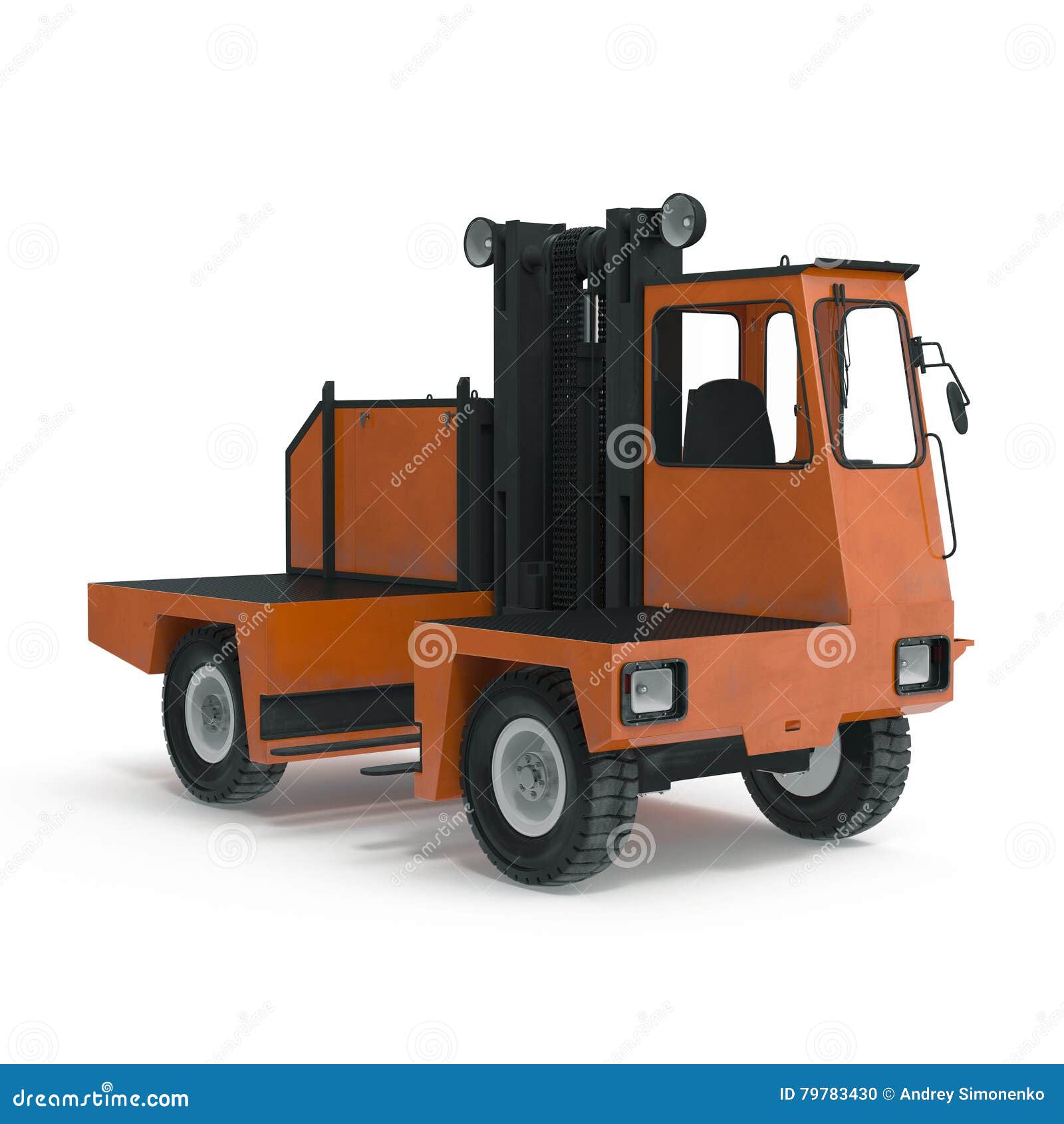 Modern Side Loading Orange Forklift Truck Isolated On White 3D ...
