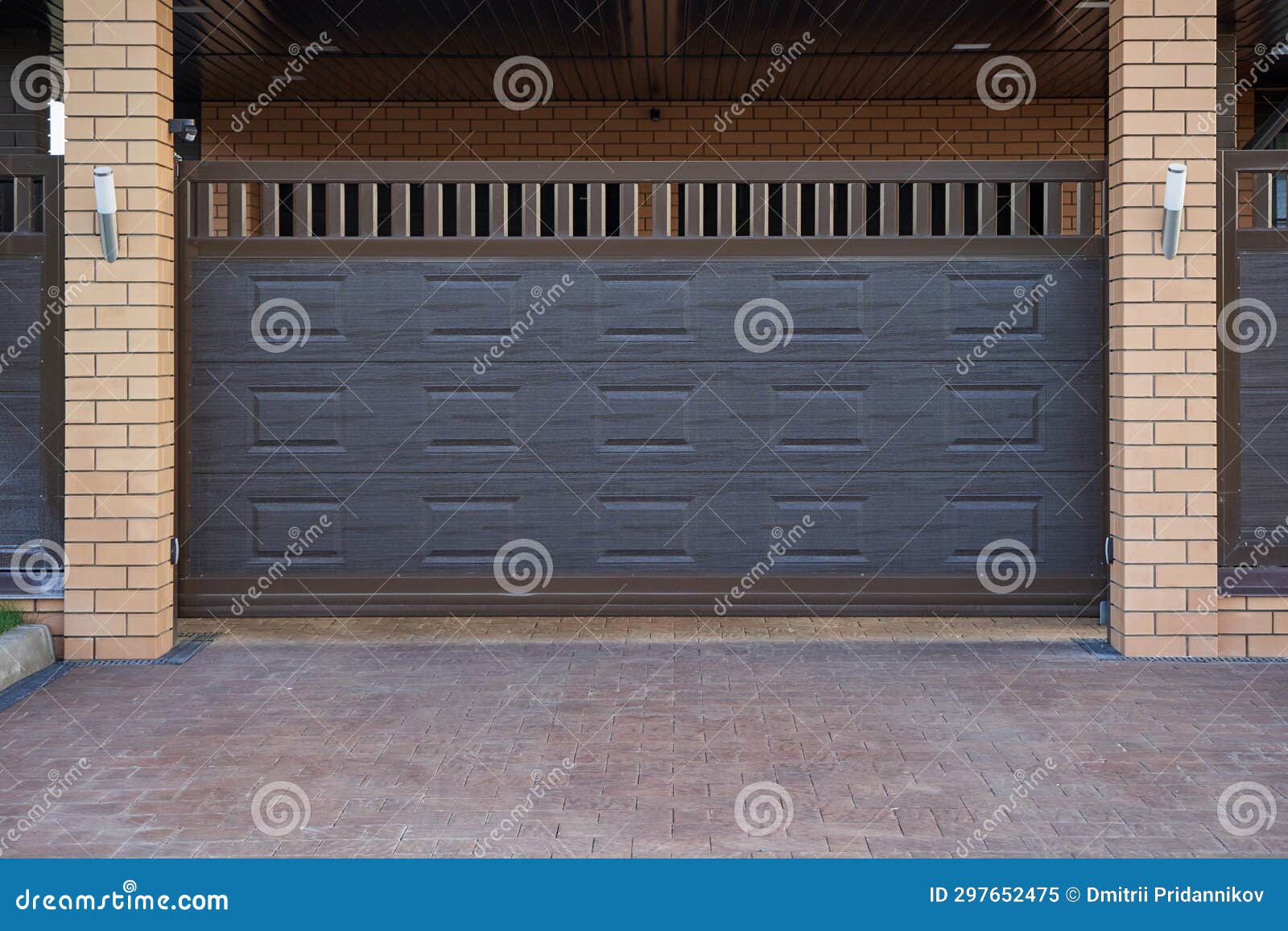 Modern Side Sliding Gates in a Private House Stock Image - Image of ...
