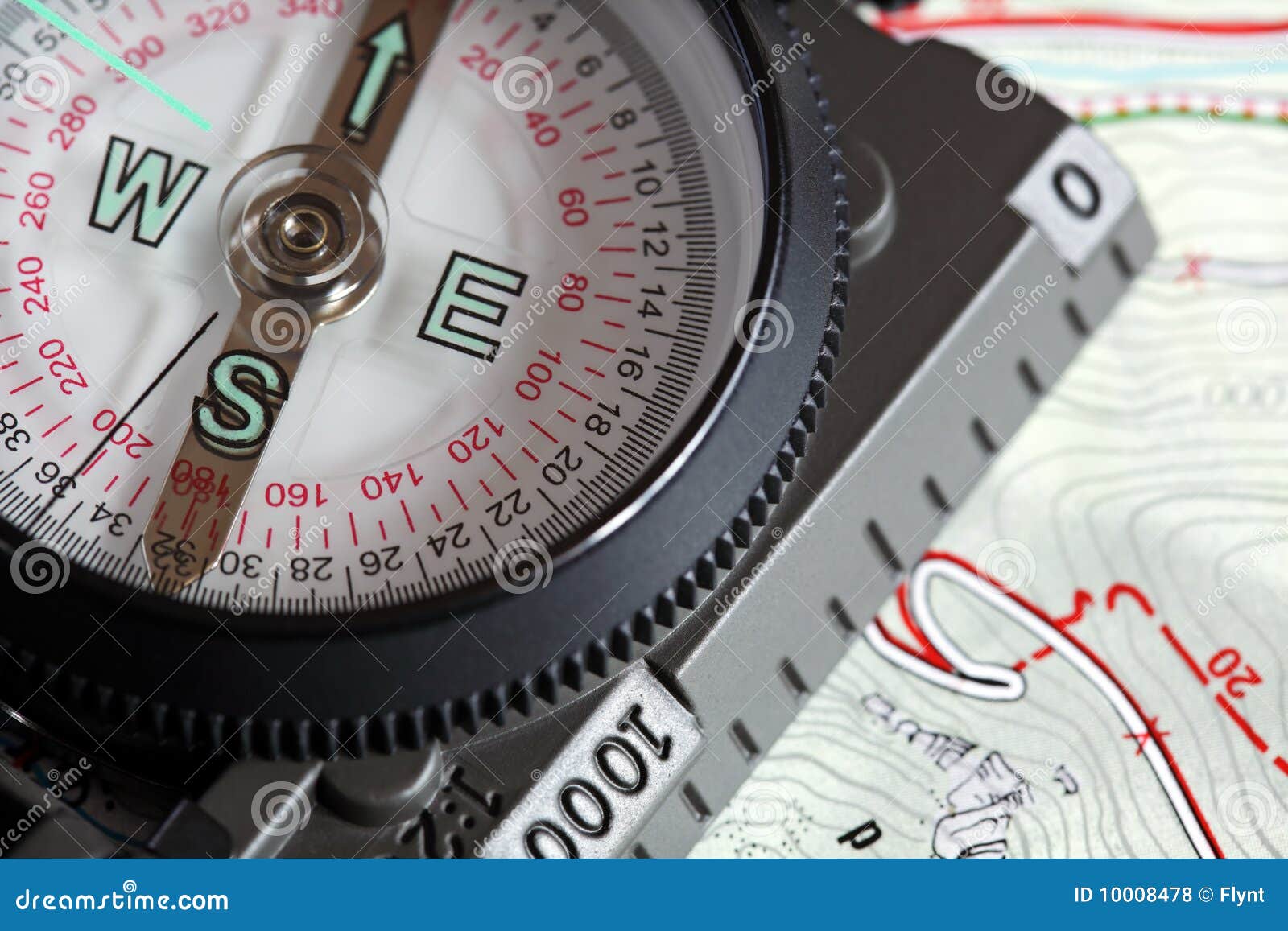 Modern sighting compass stock photo. Image of close, horizontal - 10008478