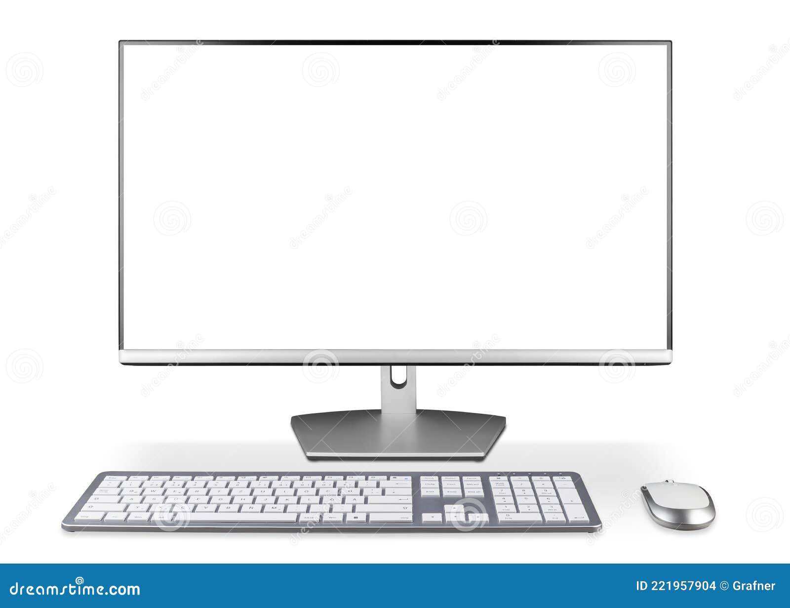 Modern Silver Black LED Computer Flat Screen Display Monitor Isolated ...