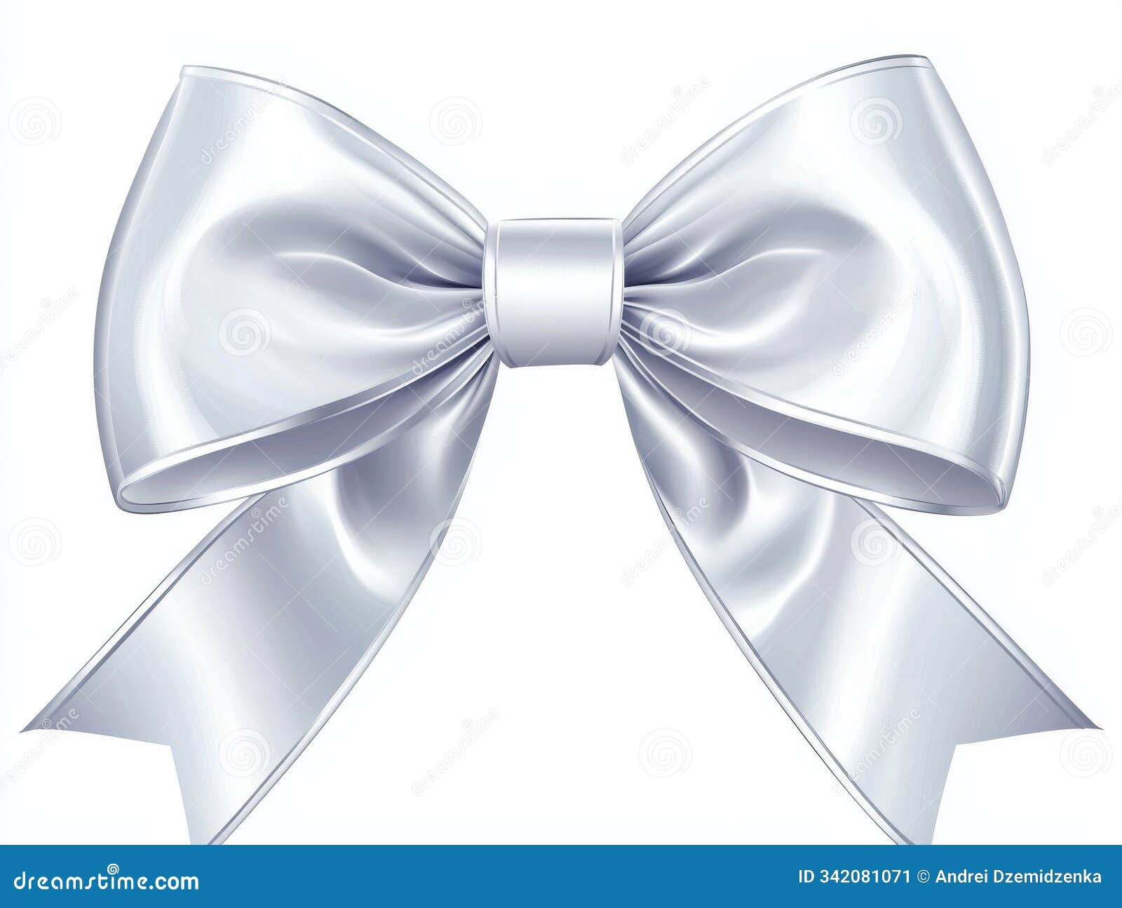 Modern Silver Bow on White Satin Ribbon. Stock Image - Image of ...
