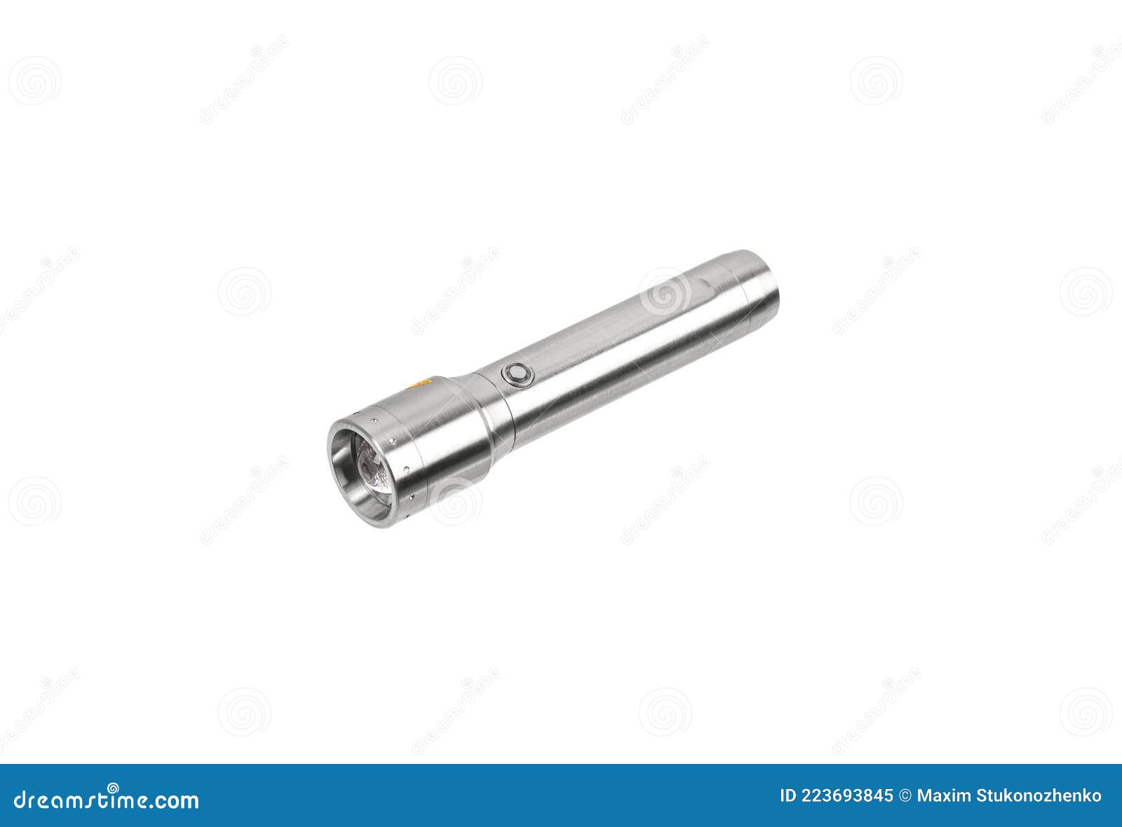 Modern Silver Metal LED Flashlight. Pocket Portable Rechargeable ...