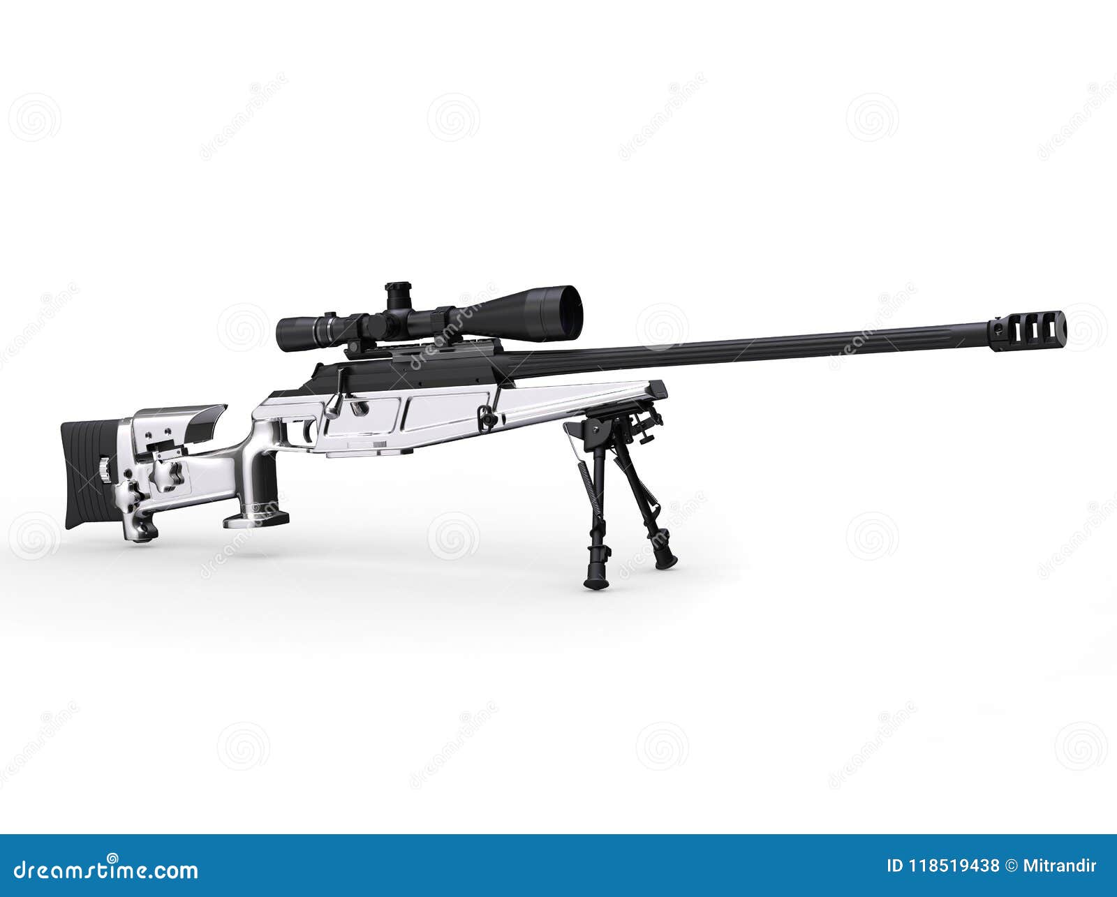 Modern Silver Sniper Rifle - Side View Stock Illustration ...