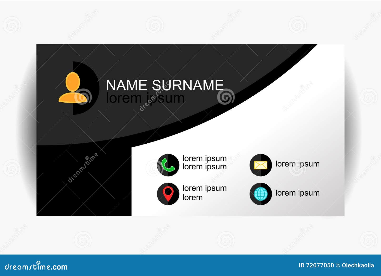 Modern Simple Business Card Template with Flat User Interface. Vector ...