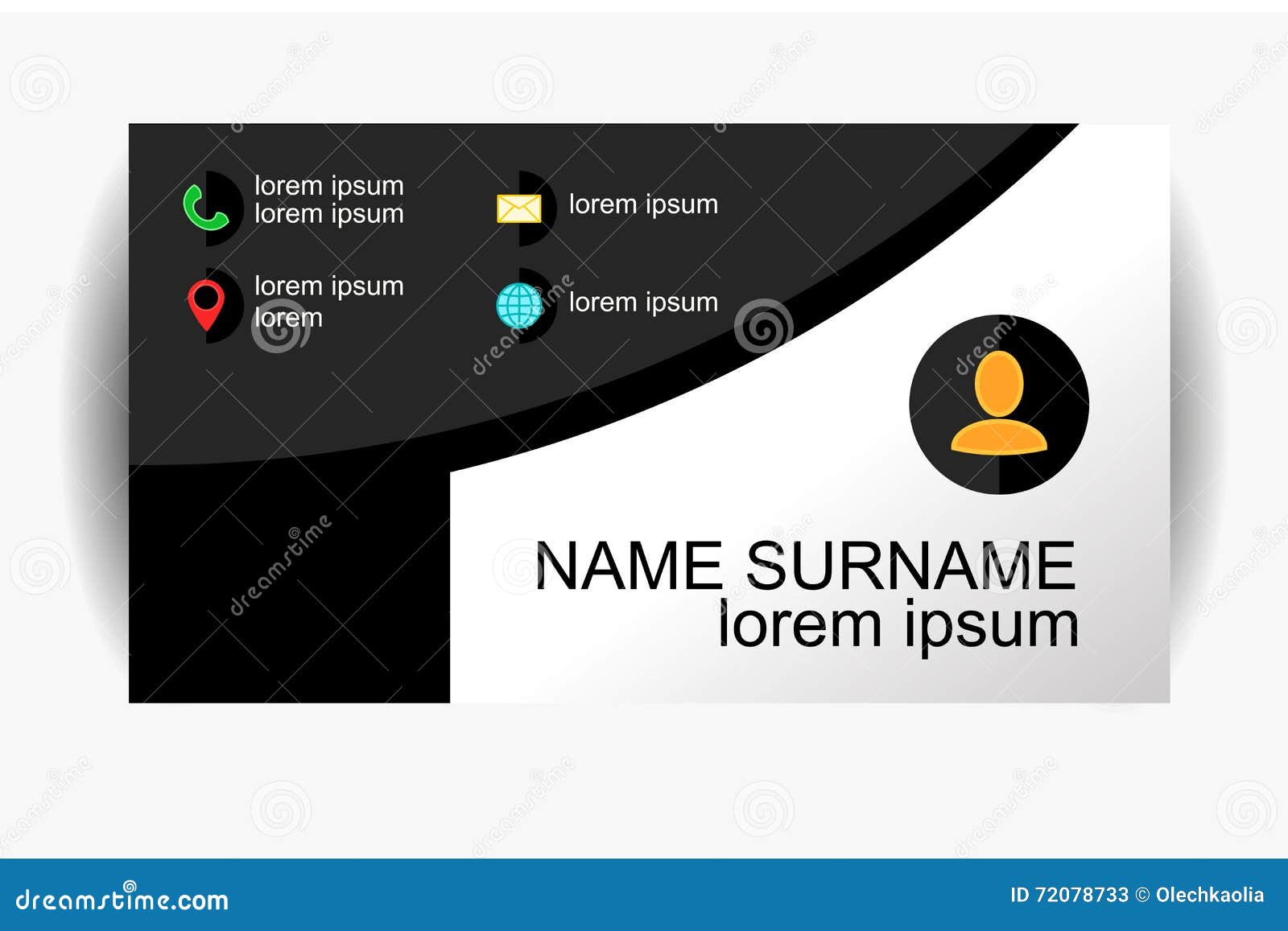Modern Simple Business Card Template with Flat User Interface. Stock ...