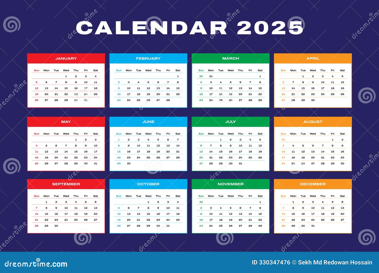 Modern 2025 Simple Calendar Planner Schedule Design Stock Vector ...