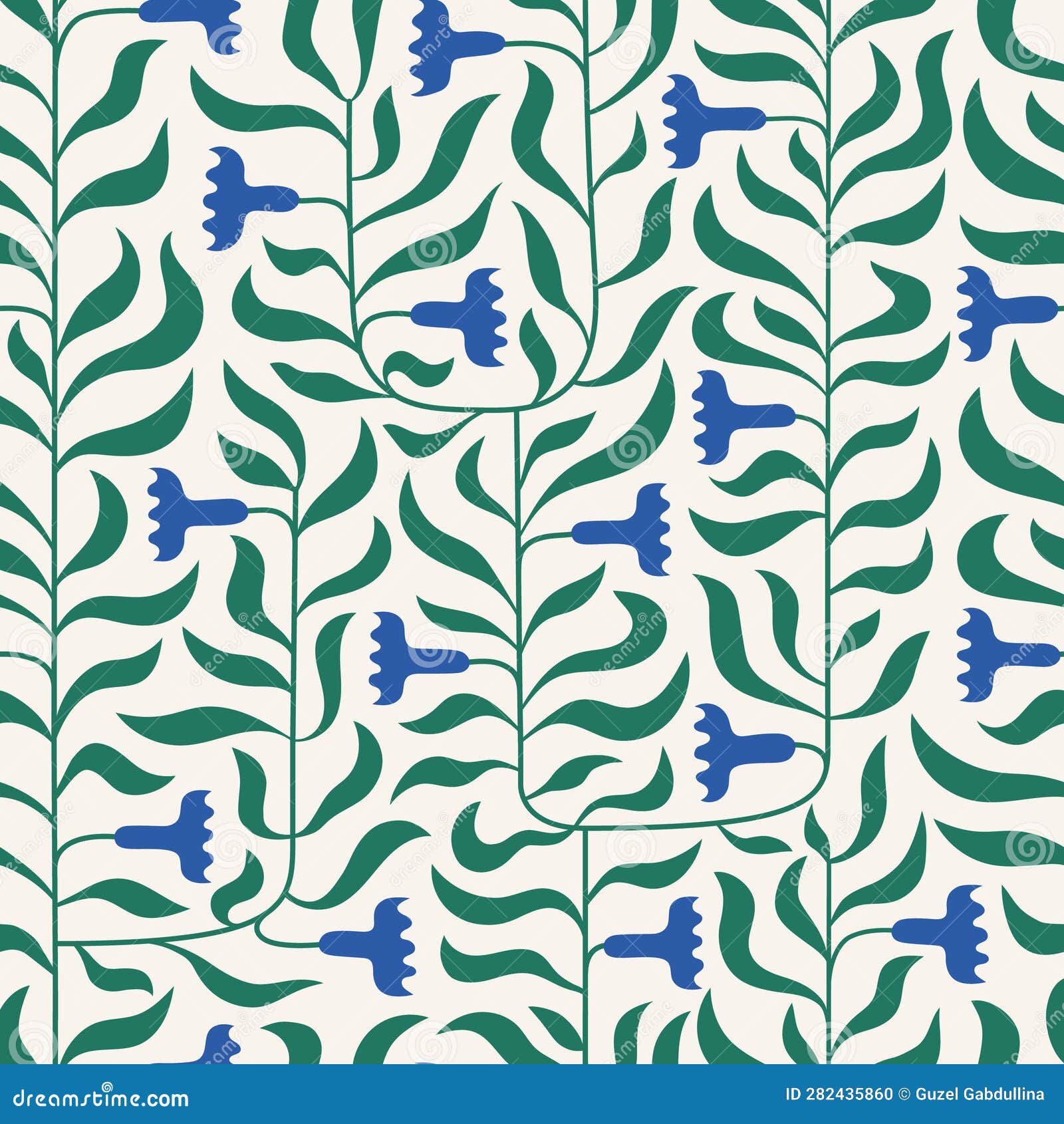 Modern Simple Creeping Foliage Vector Seamless Pattern for Textile ...