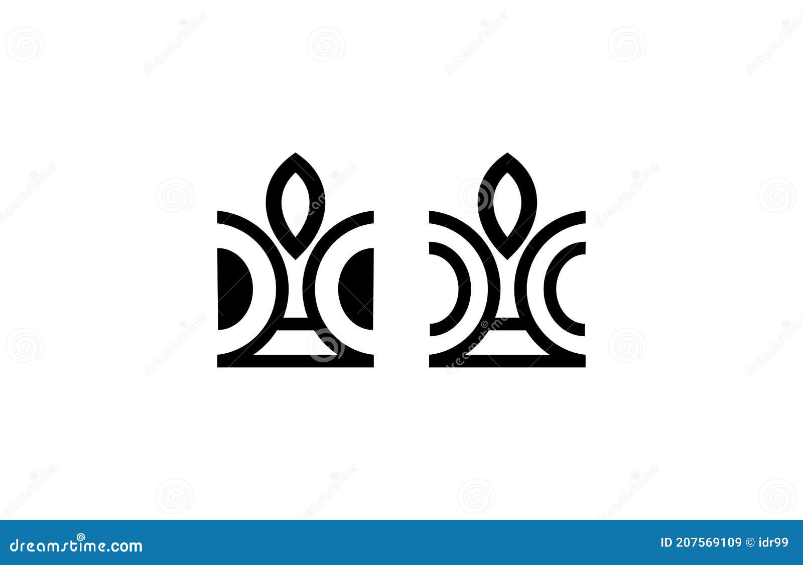 Modern Simple Eco Leaf Round Monogram Logogram Stock Illustration ...