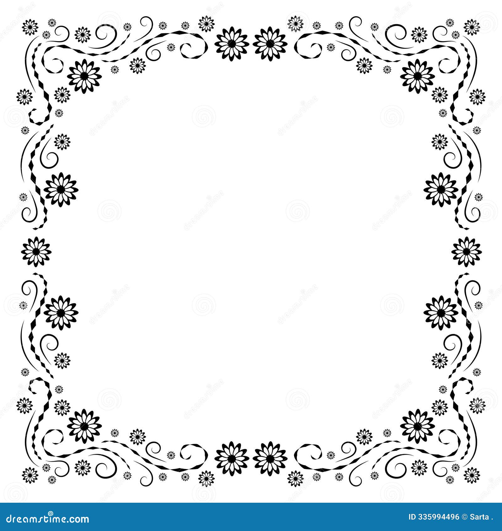 Modern Simple Floral Border Template Stock Illustration - Illustration ...