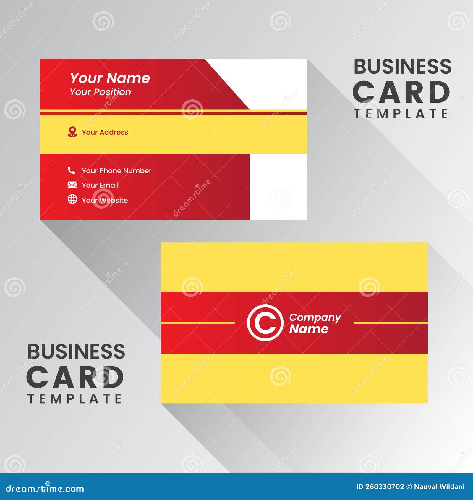 Modern Simple Light Business Card Template with Flat User Interface ...