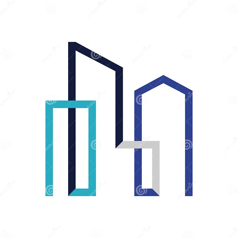 Modern Simple Overlapping Line Building Vector Logo Graphic Design ...