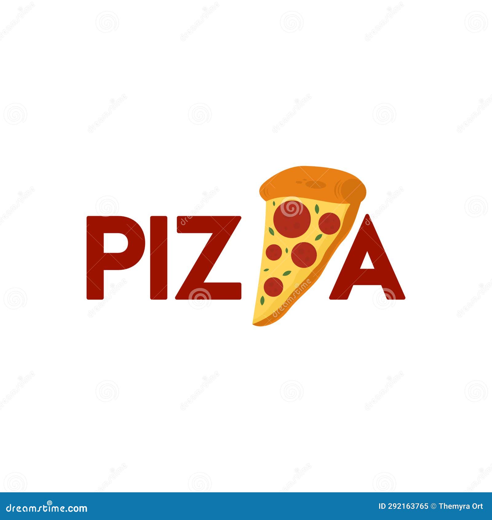 Simple Pizza Vector Illustration Isolated On Red Background ...