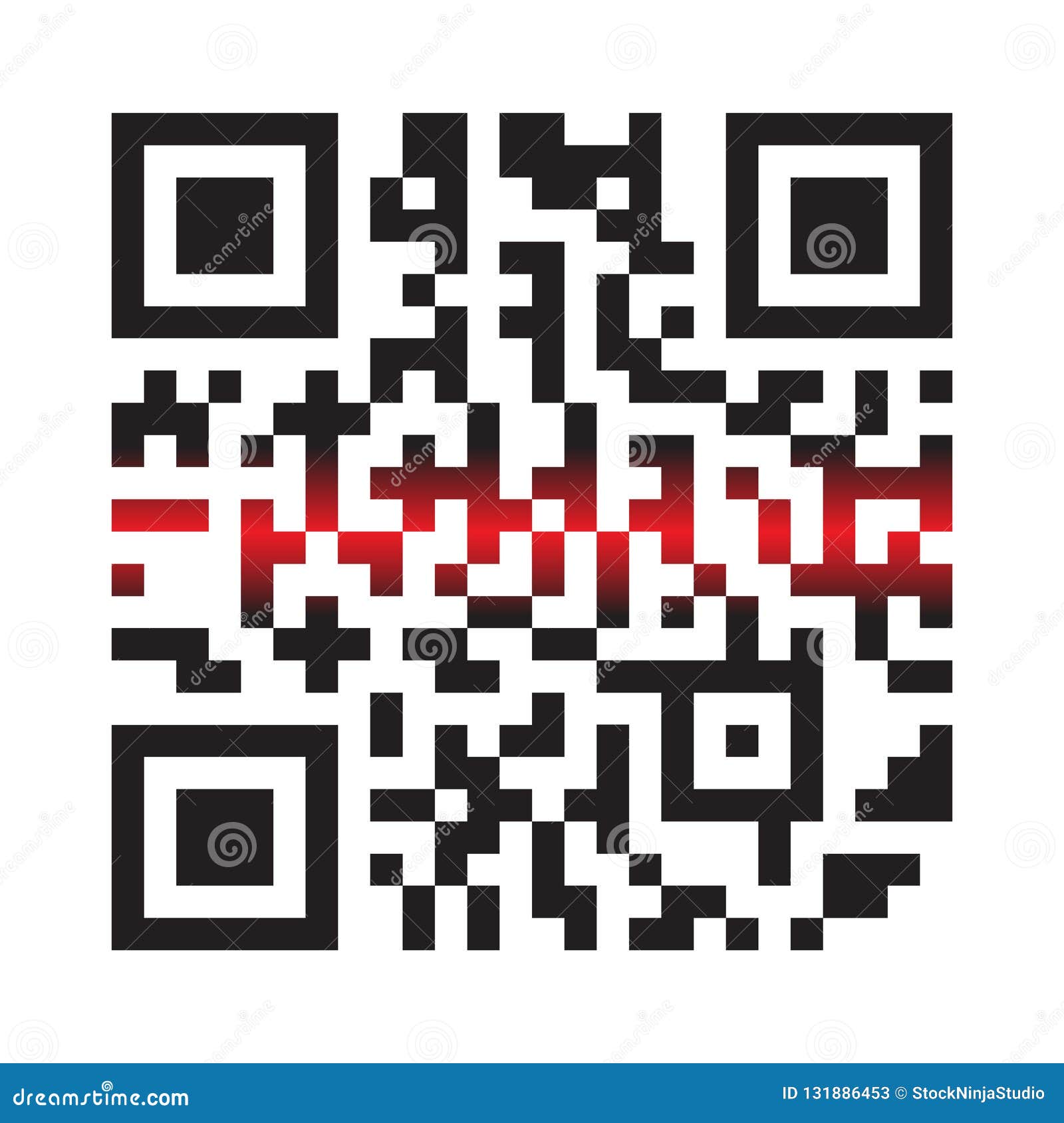 Modern Simple QR Code with Laser Light in Vector Illustration Isolated ...