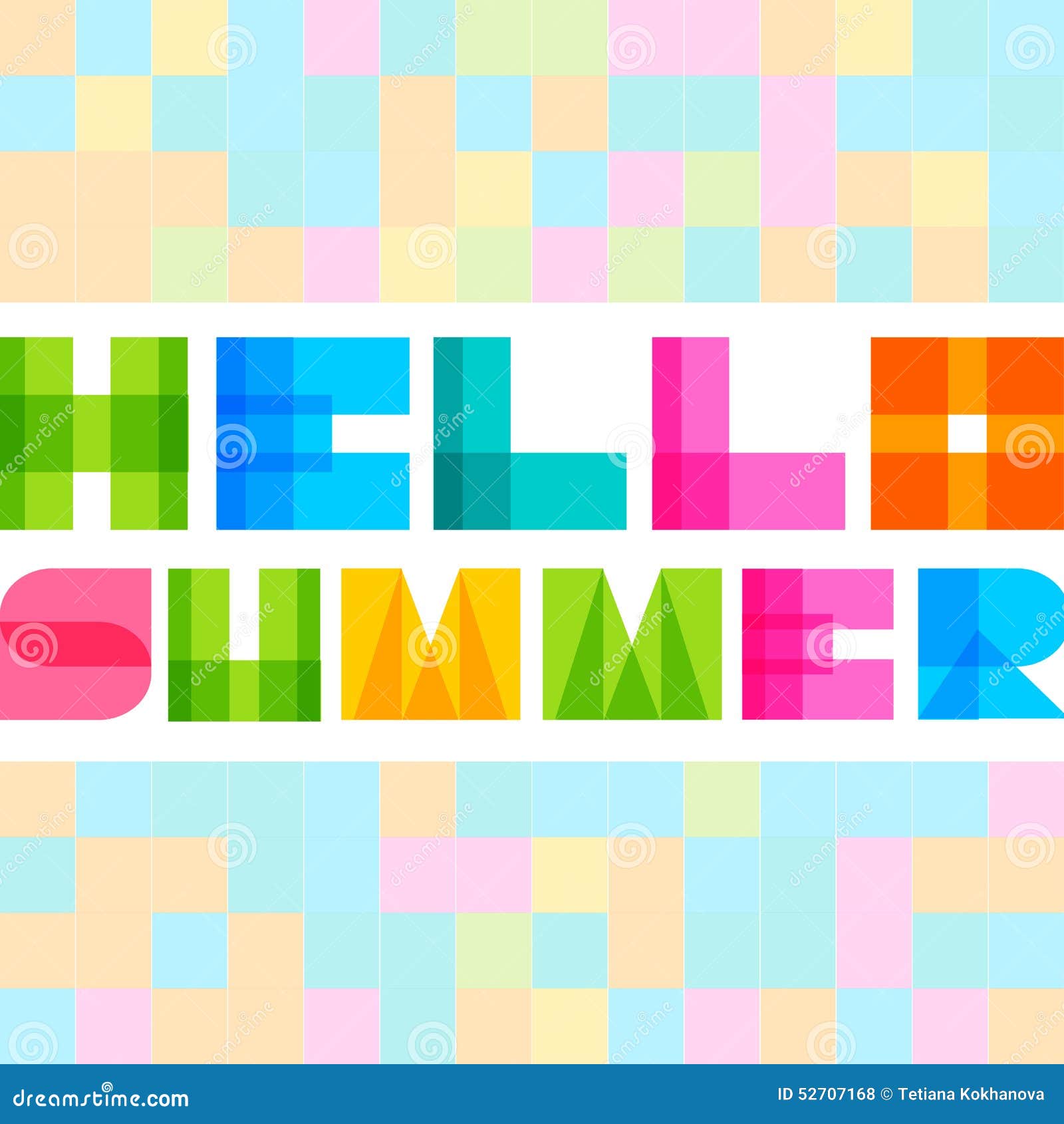 Modern Simple Rectangle Colorised Letters. Hello Summer Concept Stock ...