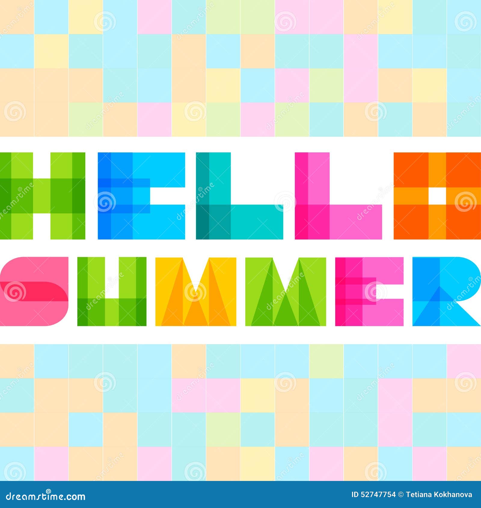 Modern Simple Rectangle Colorised Letters. Hello Summer Concept Stock ...