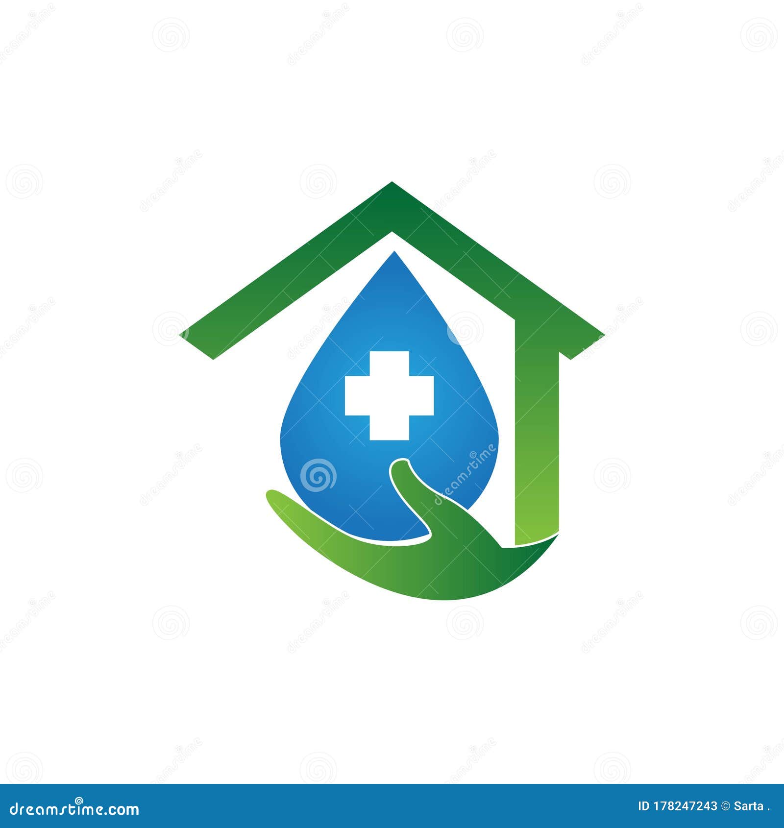 Modern and Simple Sanitize Logo with Home and Hang Illustration Stock ...