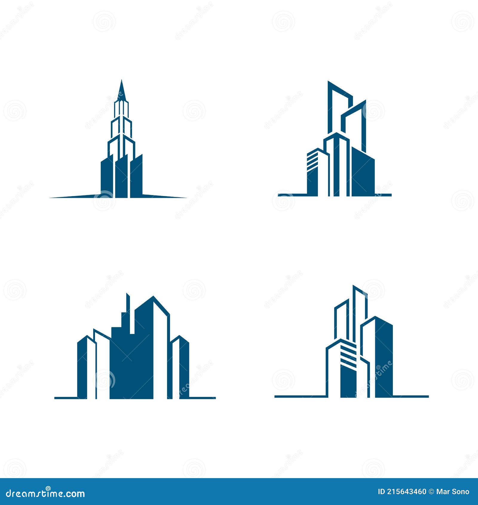 Modern Simple Square Line Art Building Vector Stock Vector ...