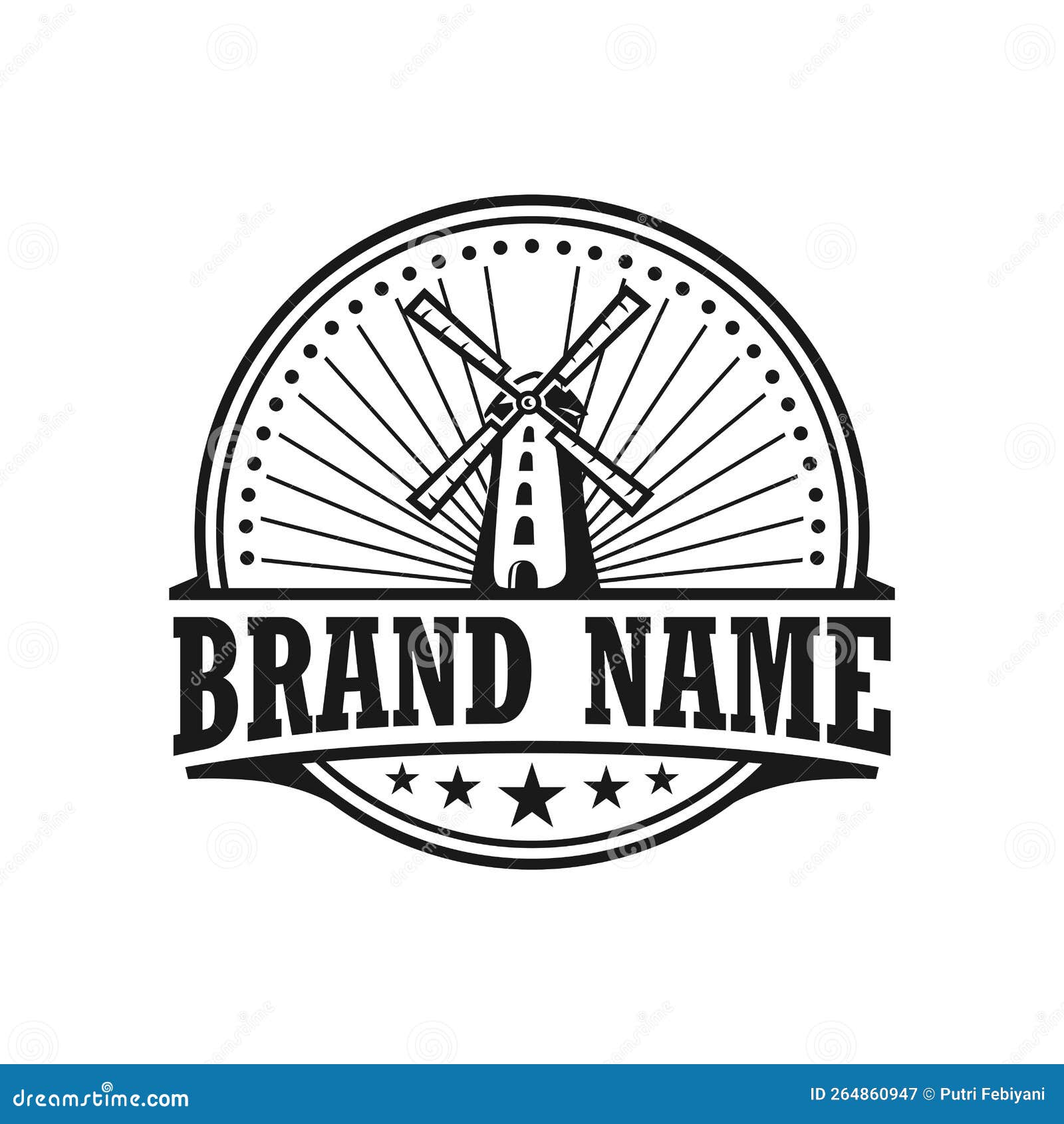 Windmill Logo Design stock vector. Illustration of vector - 264860947
