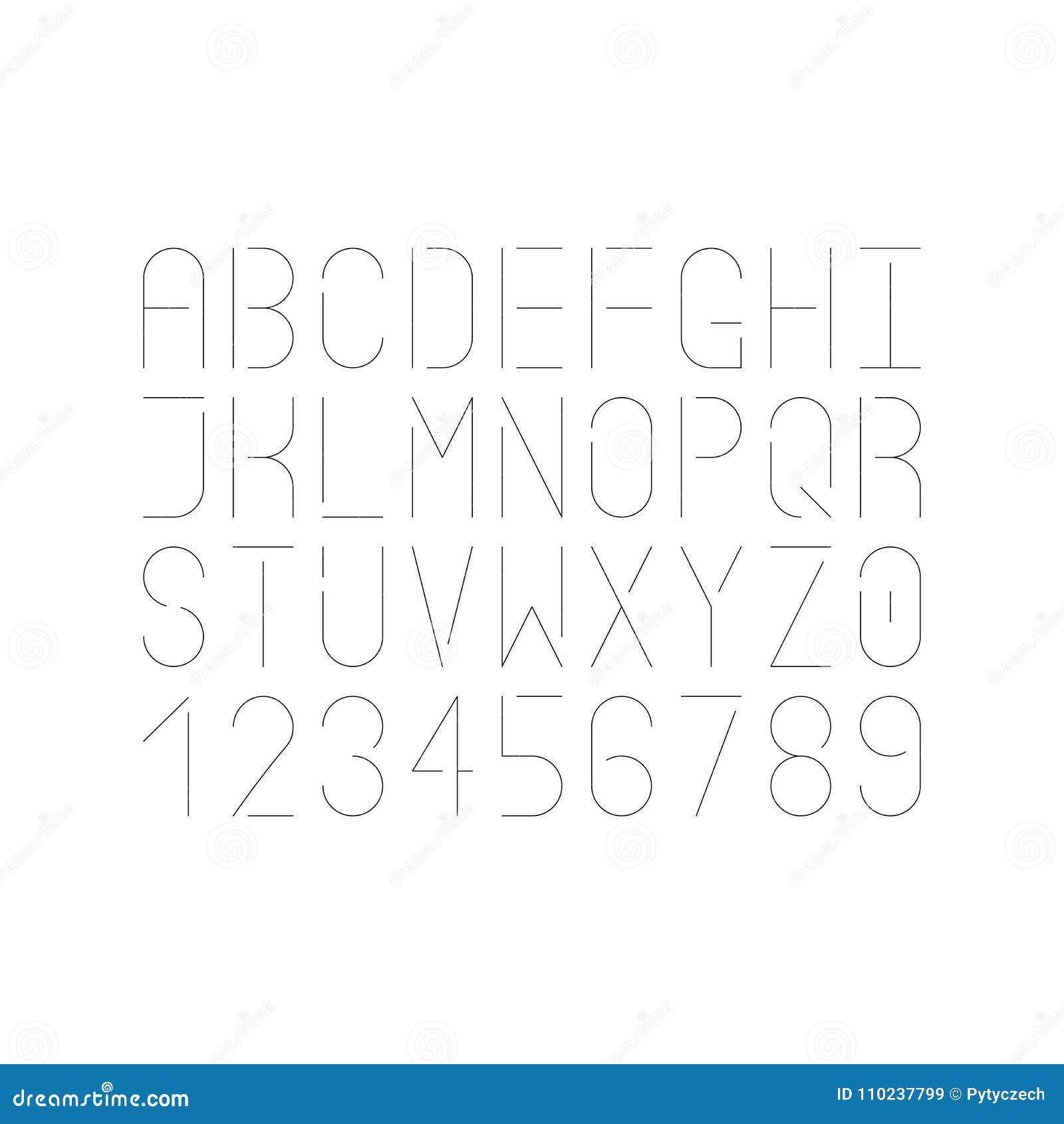 Modern Single Thin Line Font Vector Uppercase Letters