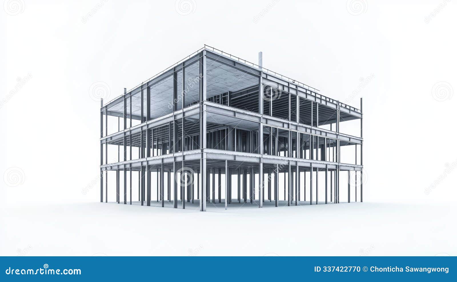 Modern Skeletal Building Structure Under Construction with Exposed ...