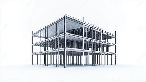 Modern Skeletal Building Structure Under Construction with Exposed ...