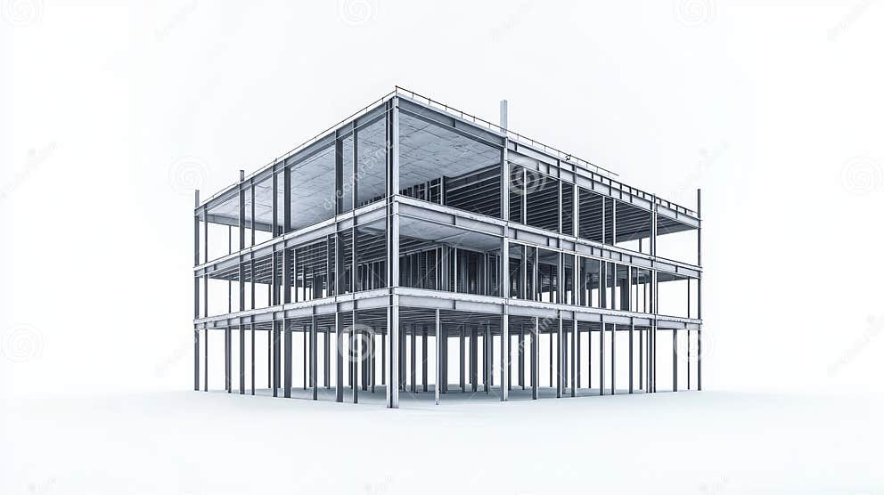 Modern Skeletal Building Structure Under Construction with Exposed ...