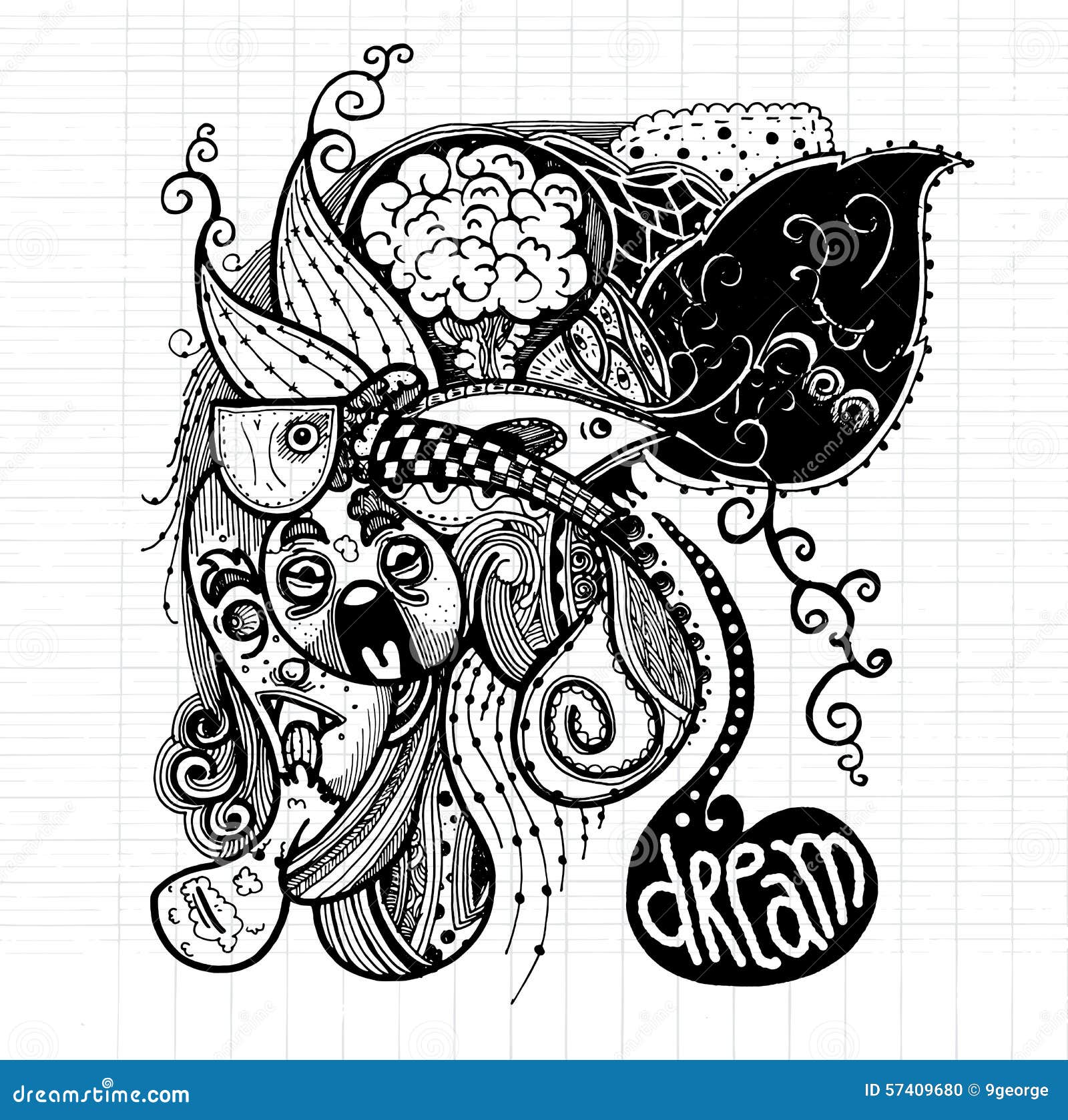 Modern Sketchy Style Image of Bad Dream Stock Vector - Illustration of ...