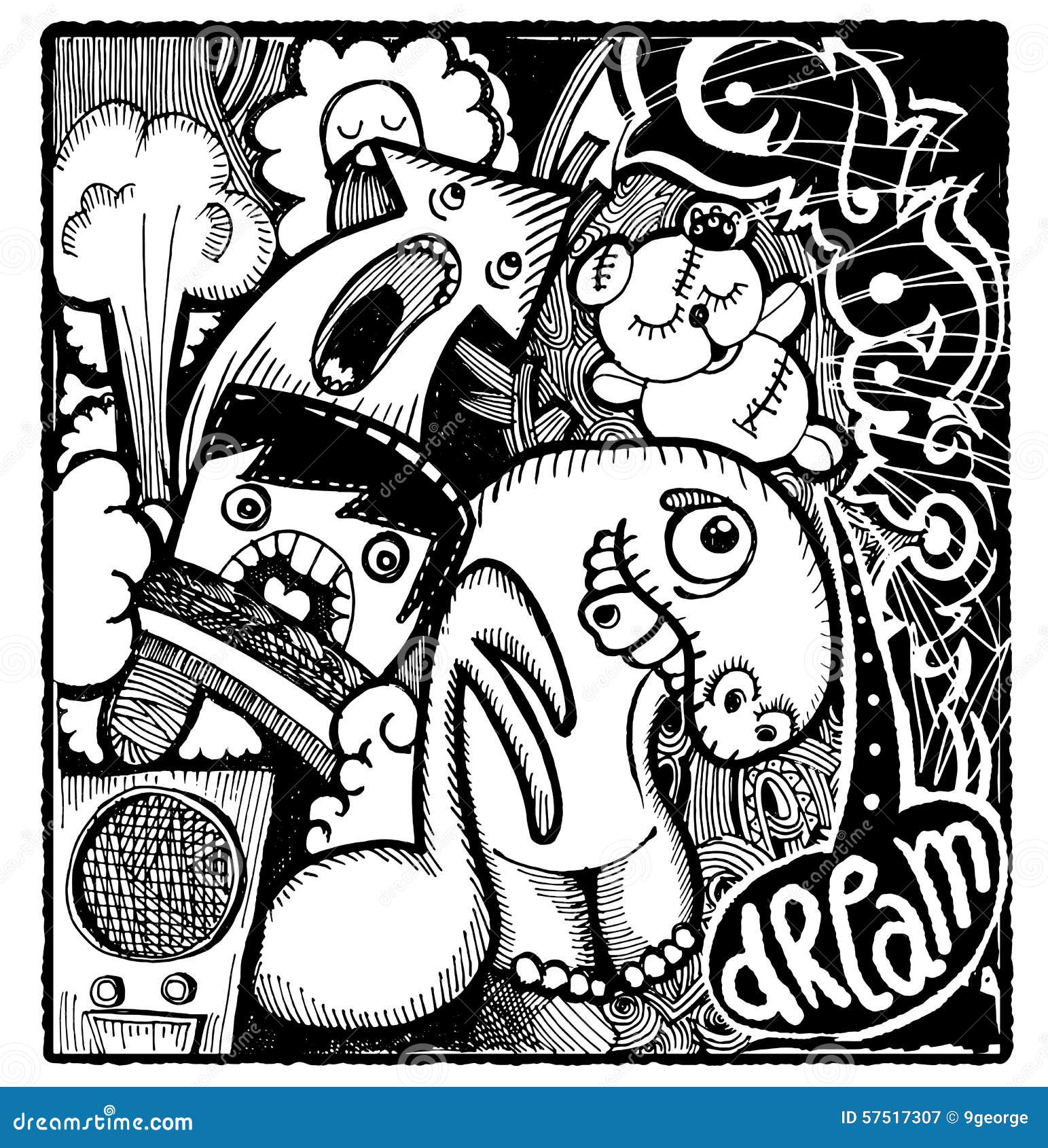 Modern Sketchy Style Image of Bad Dream Stock Vector - Illustration of ...