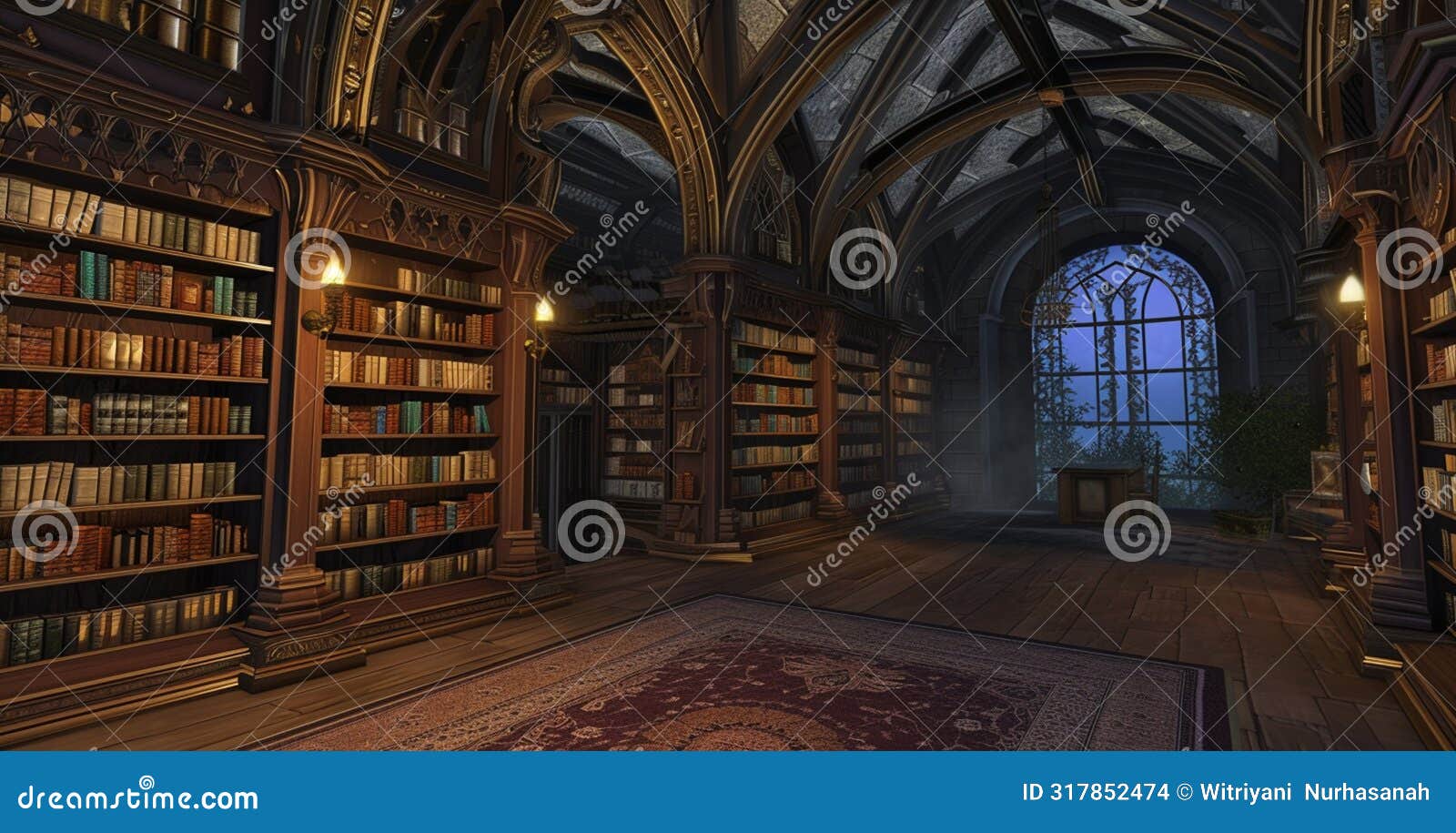 Modern Sky Citadel Library Interior. Generative Ai Stock Illustration ...