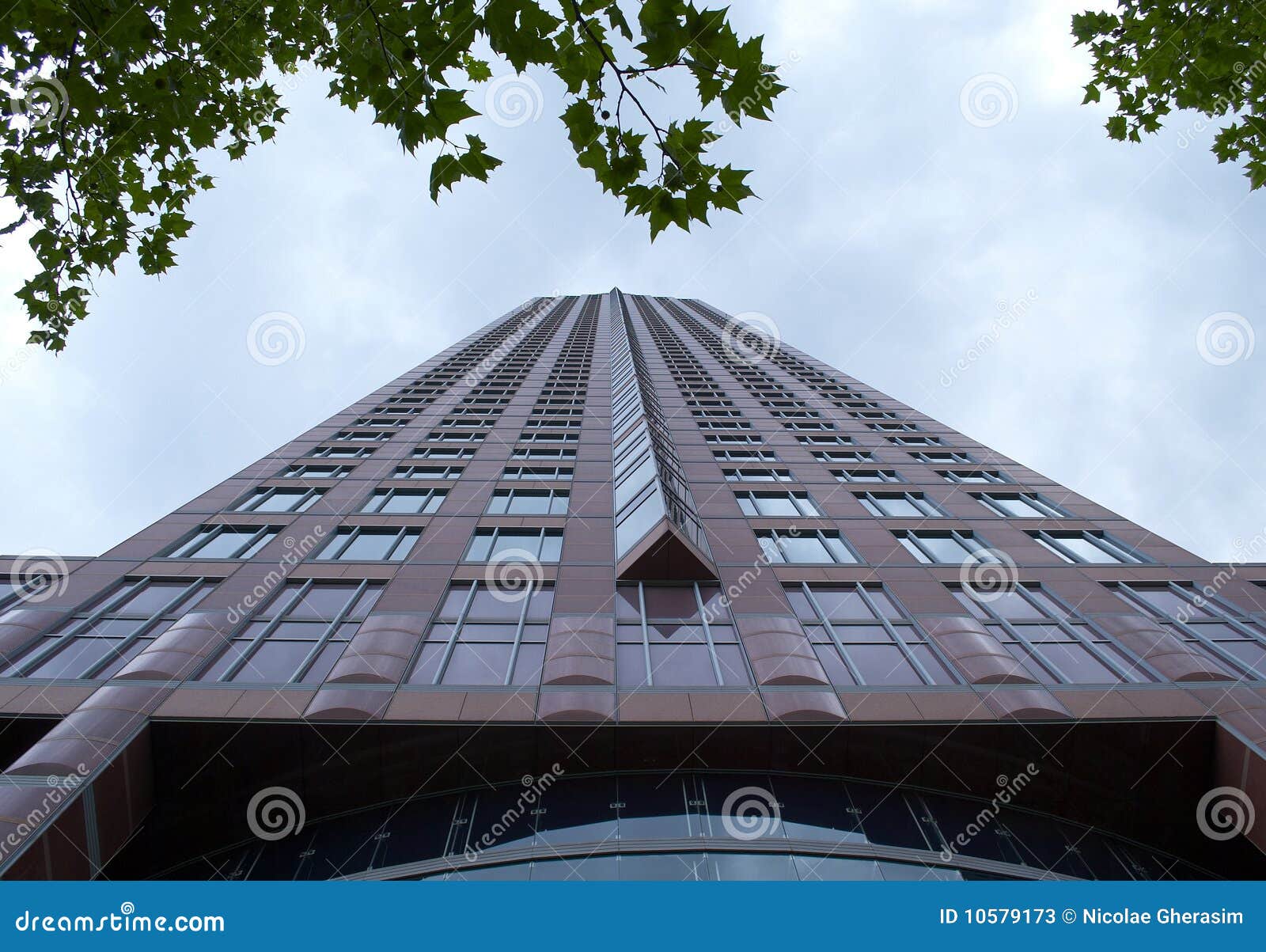 Modern Skyscraper Perspective Ground View On Sky Background Royalty ...