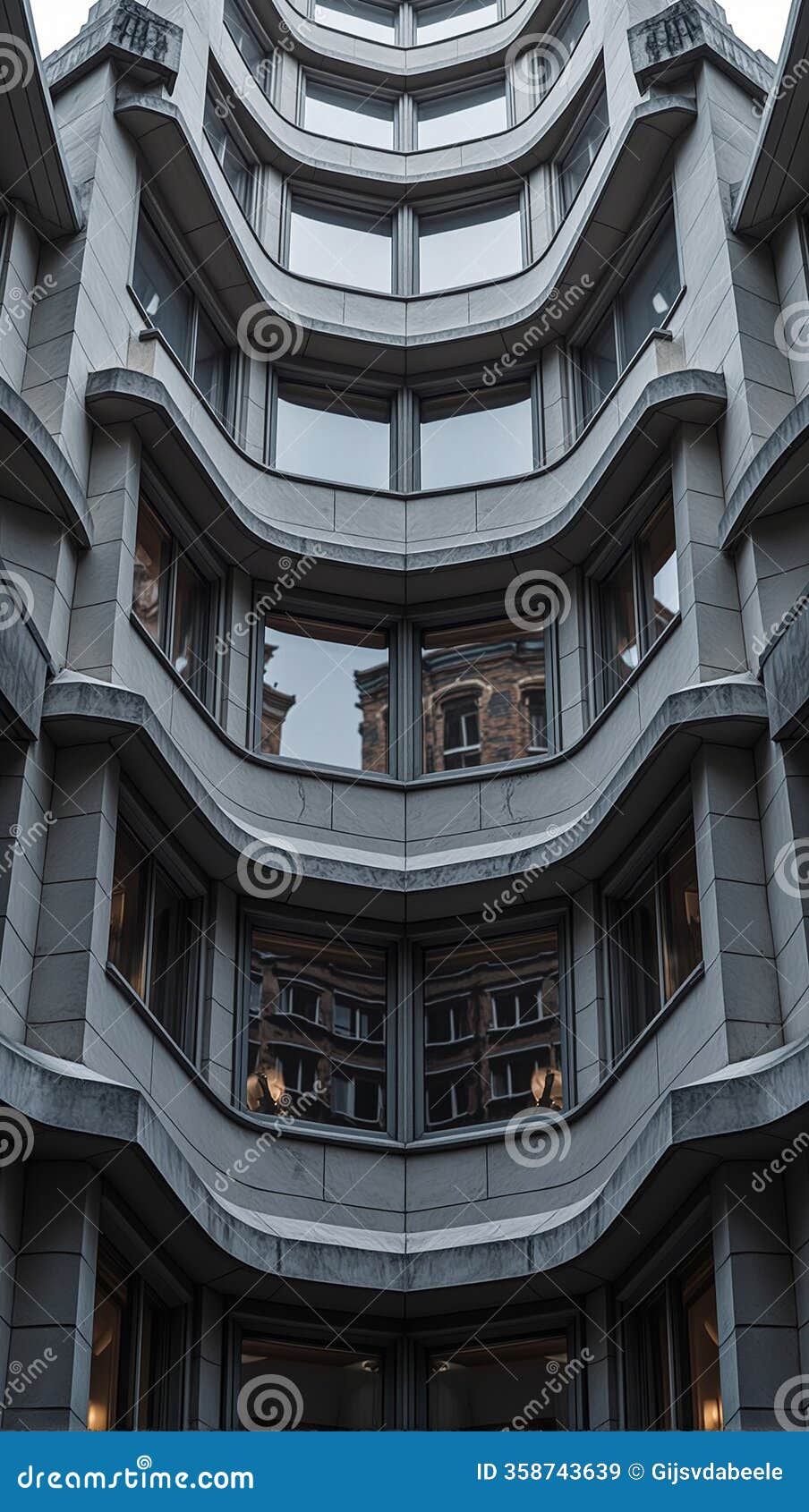 Modern Skyscraper with Angular Overhangs and Recessed Windows Playing ...