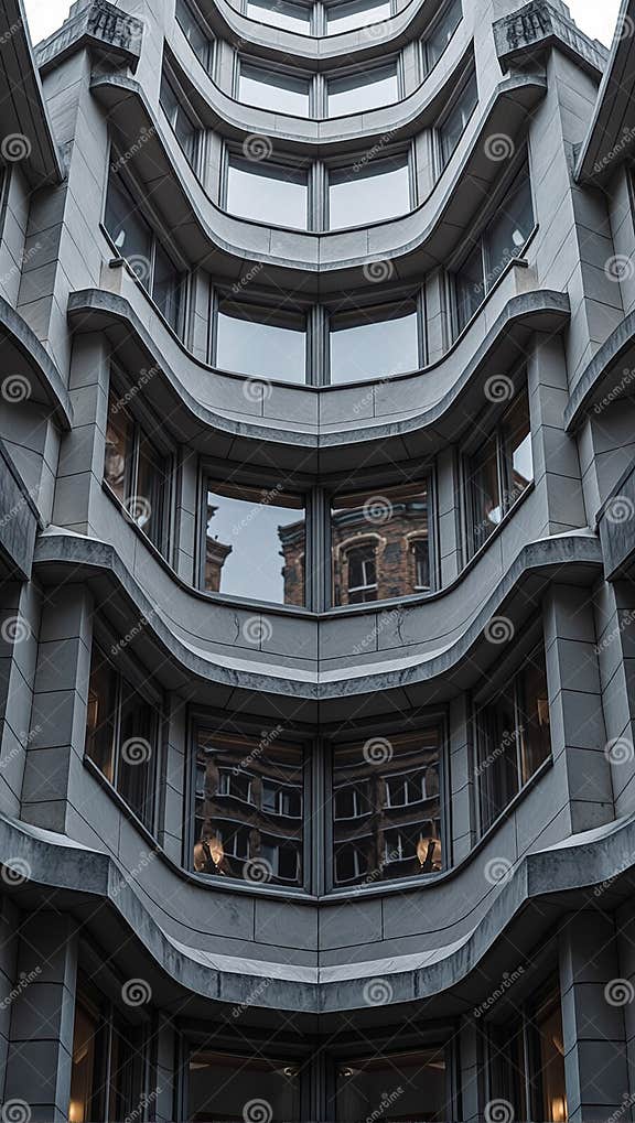 Modern Skyscraper with Angular Overhangs and Recessed Windows Playing ...