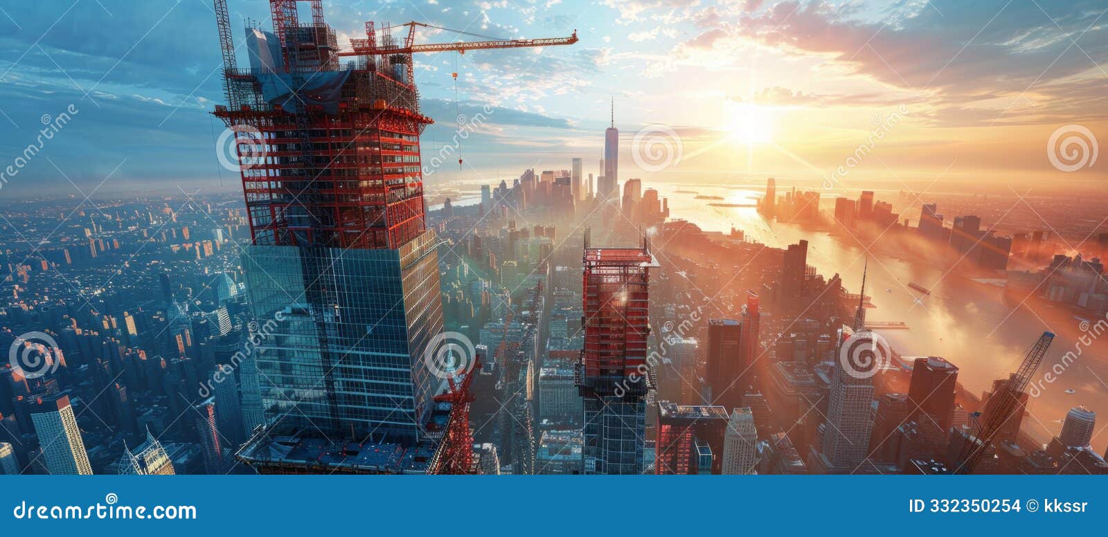 Modern Skyscraper Being Constructed with Glass Facade, Advanced ...