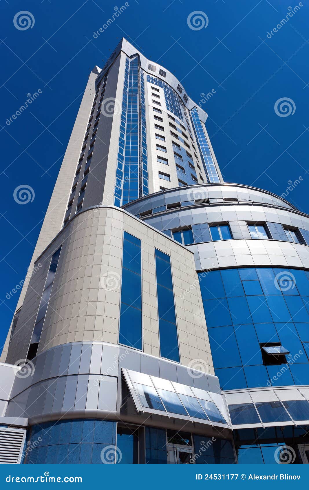 Modern Skyscraper on Blue Sky Background Stock Image - Image of light ...
