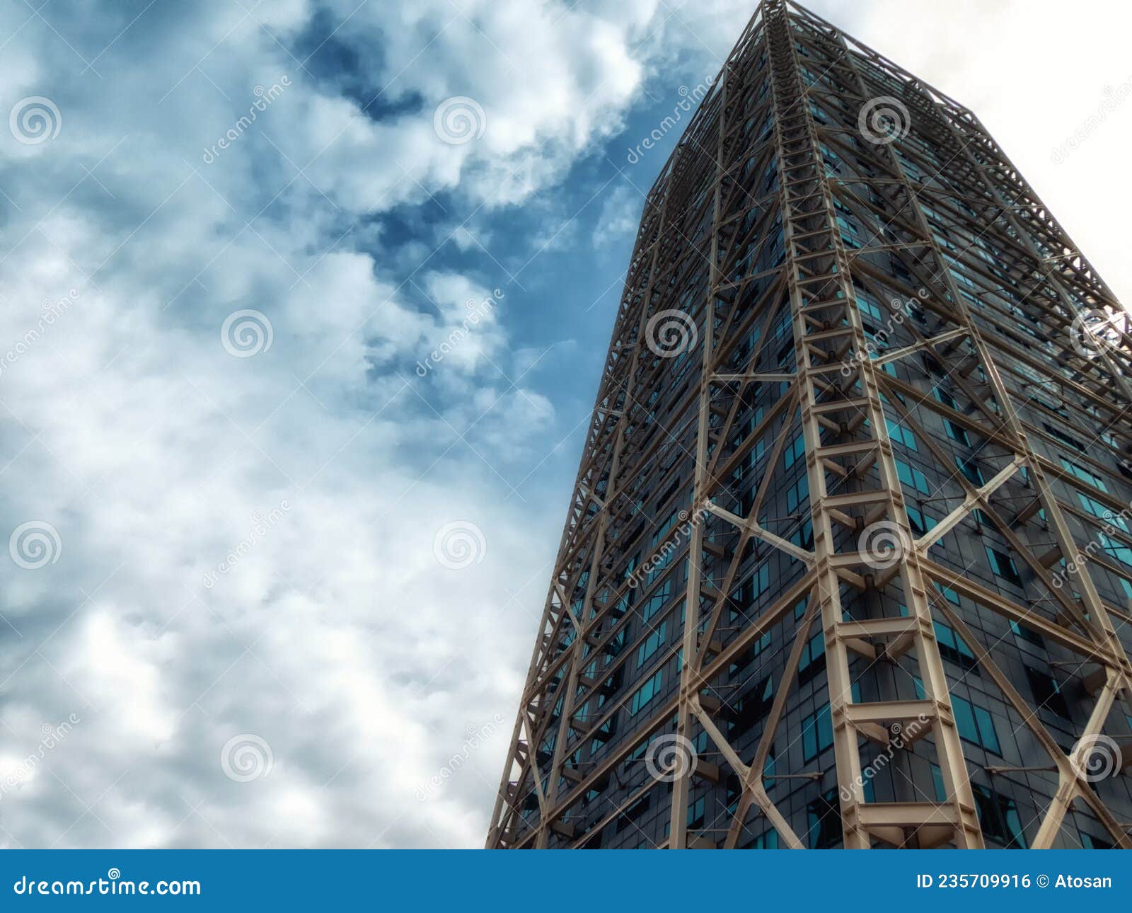 Modern skyscraper building stock photo. Image of fira - 235709916