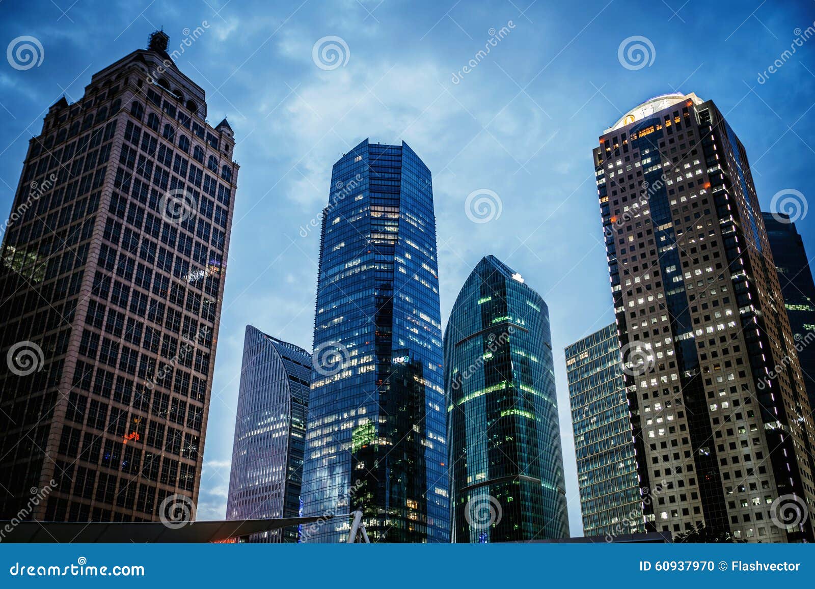 Modern Skyscraper Business Office, Corporate Building Abstract in Night ...