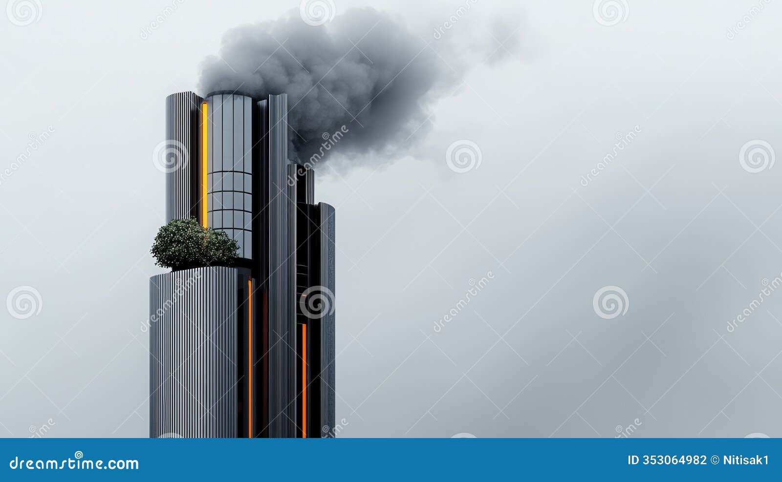 Skyscraper Emitting Smoke Highlighting Urban Pollution Concerns Royalty ...