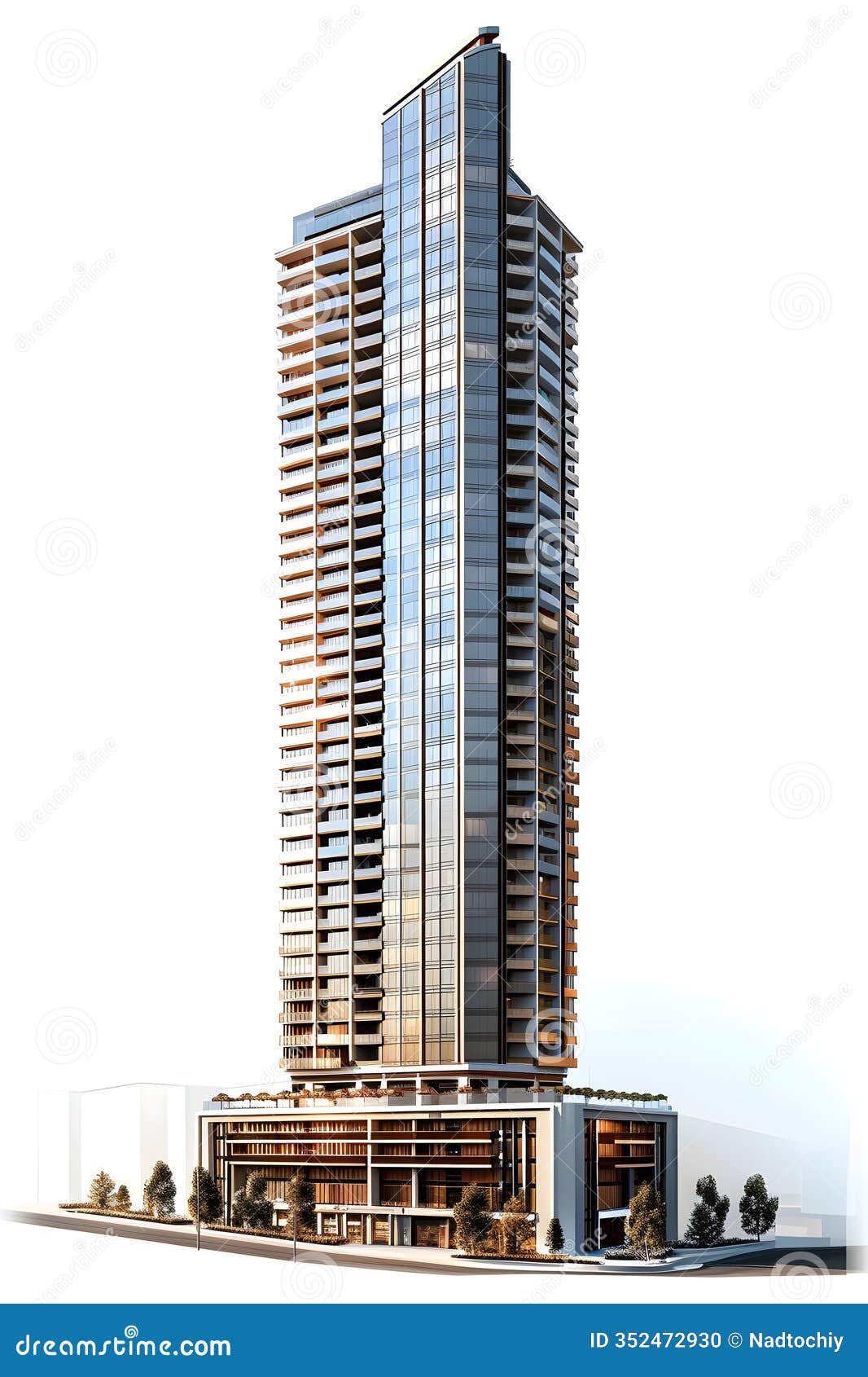 Tall Skyscraper with Numerous Windows on White Background Stock Photo ...