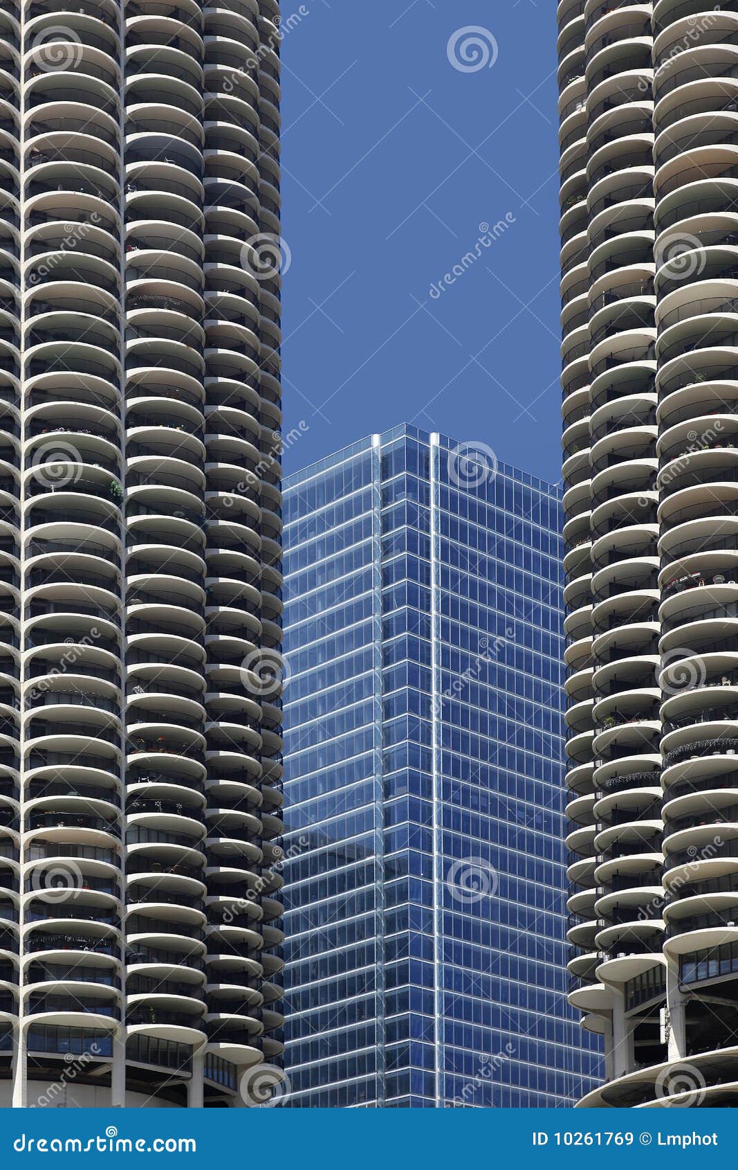 Modern Skyscraper Framed by Older Building Stock Image - Image of ...